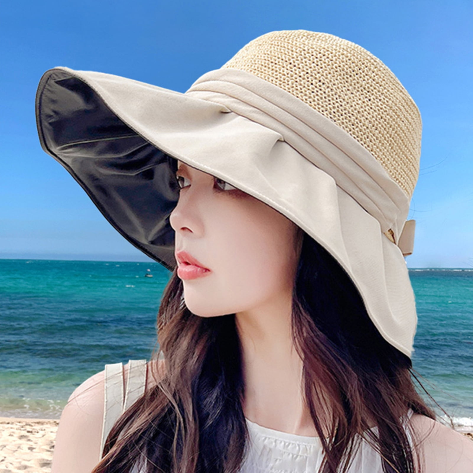 UrbanI Women Fisherman Hat Sunscreen Anti-UV Patchwork Fasten String ...