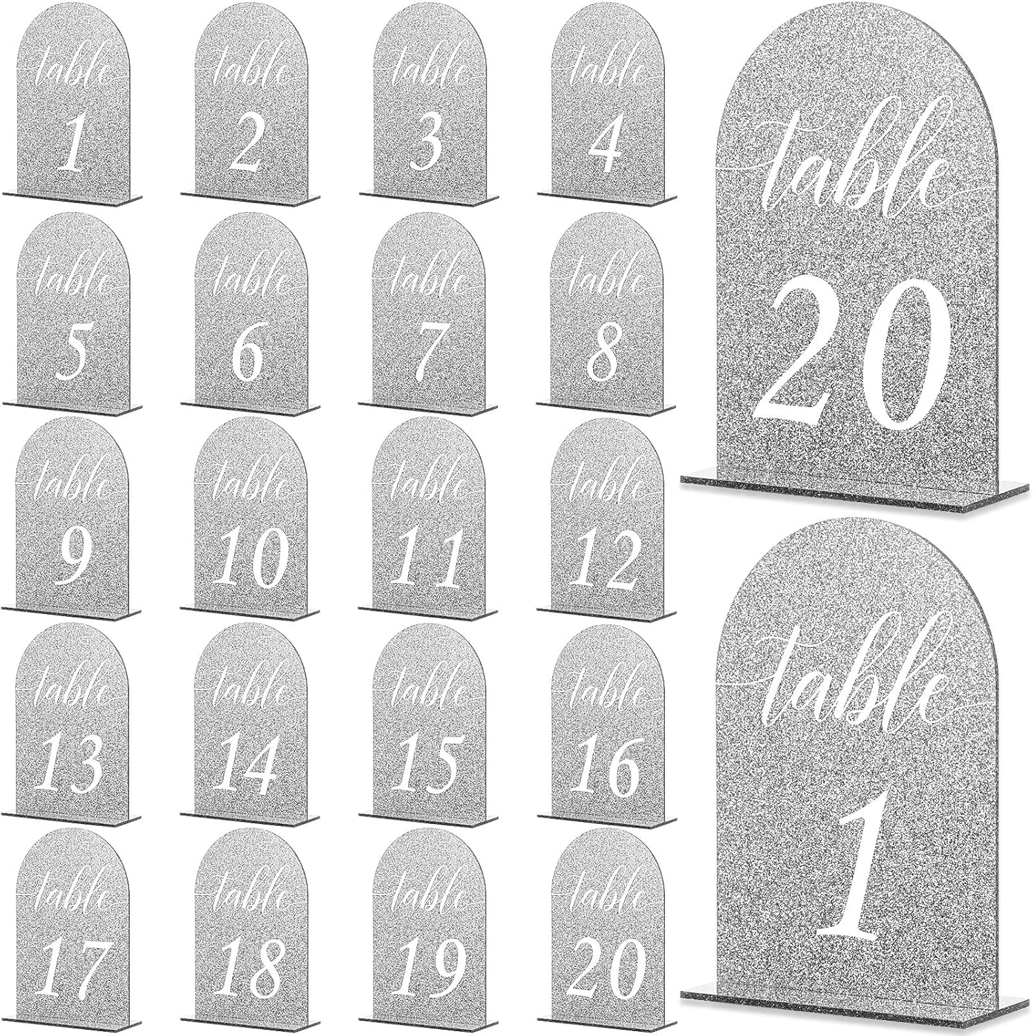 UrbanMingle 20 Pcs Bling Table Numbers 1-20, Acrylic Wedding Table ...