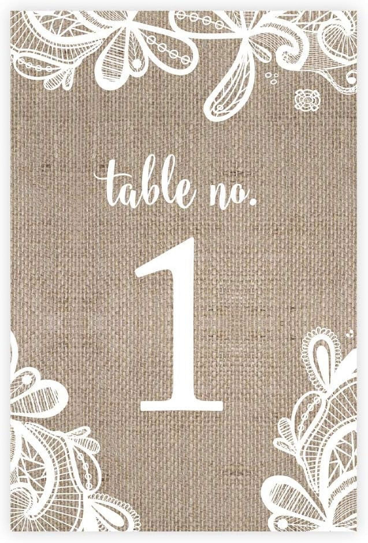 UrbanMingle Burlap Lace Wedding Table Numbers 1-20, 4x6-Inches Table ...