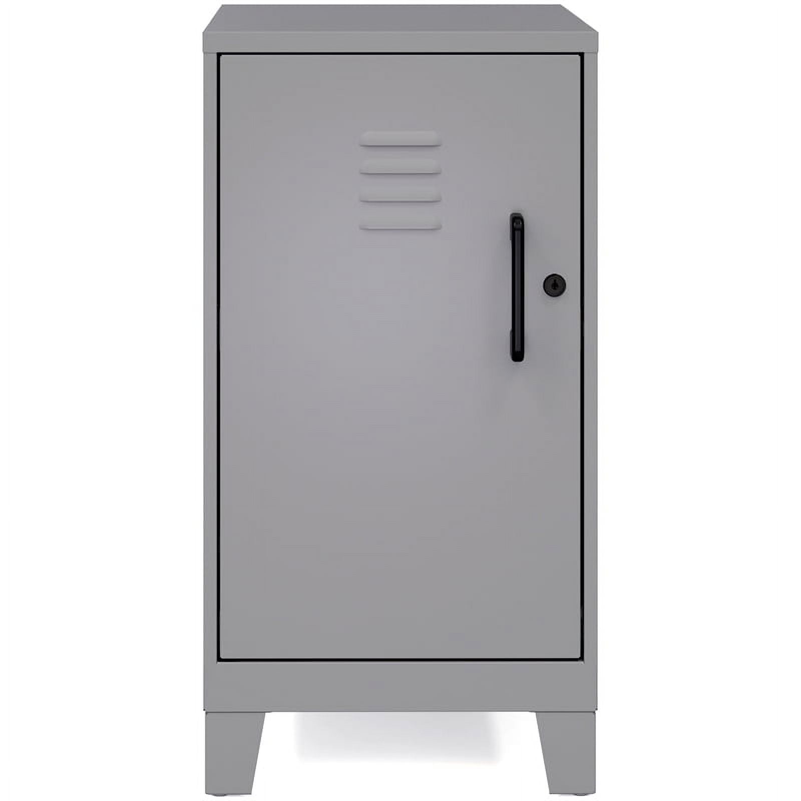 UrbanPro 27.5"H 2 Shelf Mini Metal Storage Locker Cabinet in Silver ...