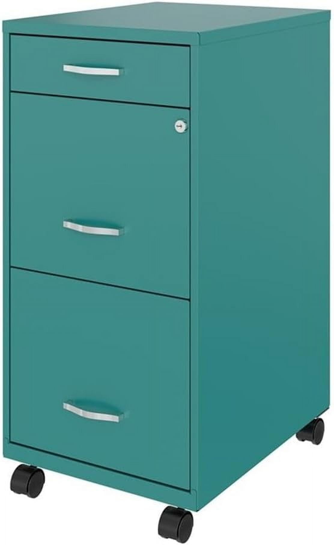 UrbanPro 3 Drawers 29.52" Vertical Turquoise Metal Filing Cabinet ...