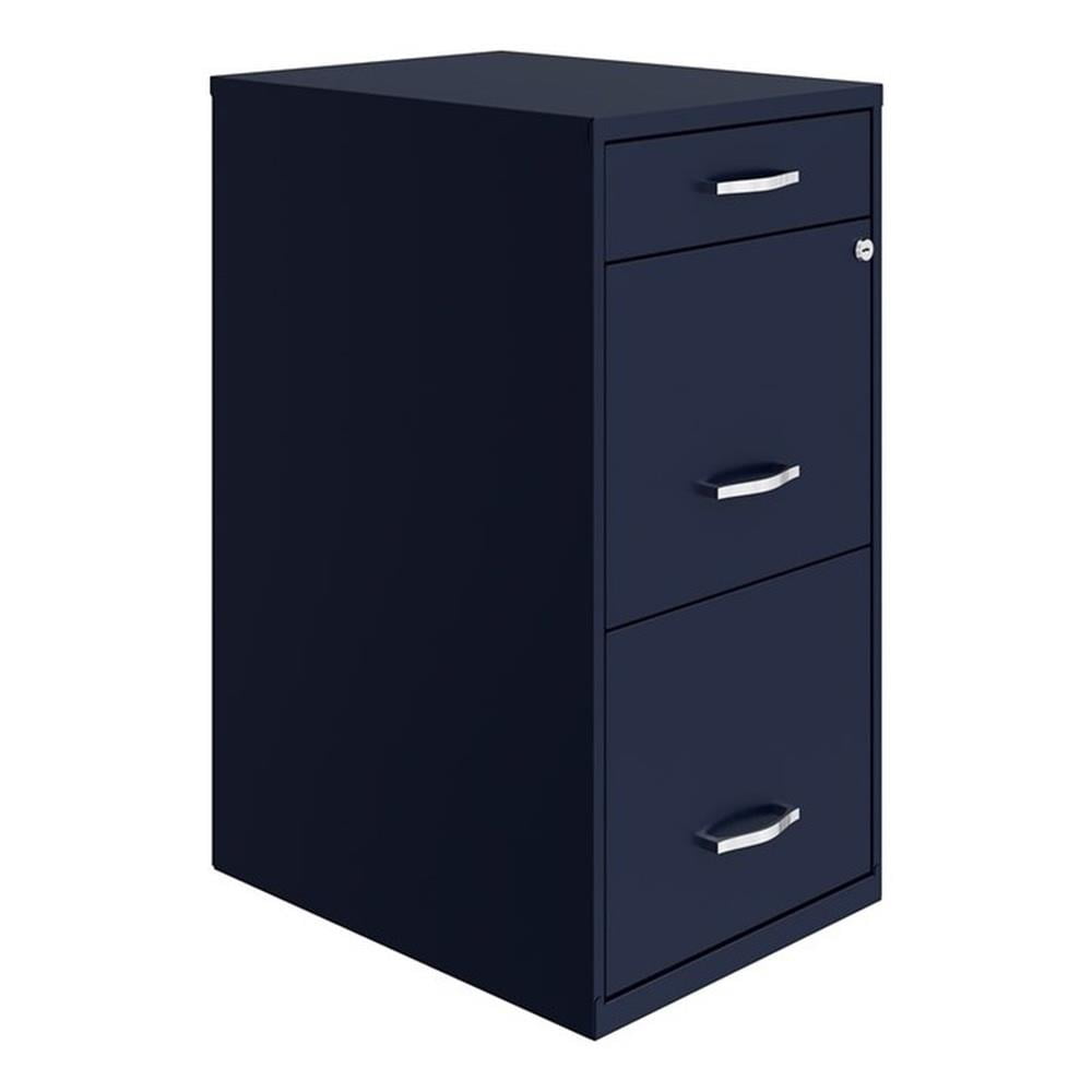 UrbanPro Pre-assembled 3-Drawer Vertical Metal Filing Cabinet, Navy, 27 ...