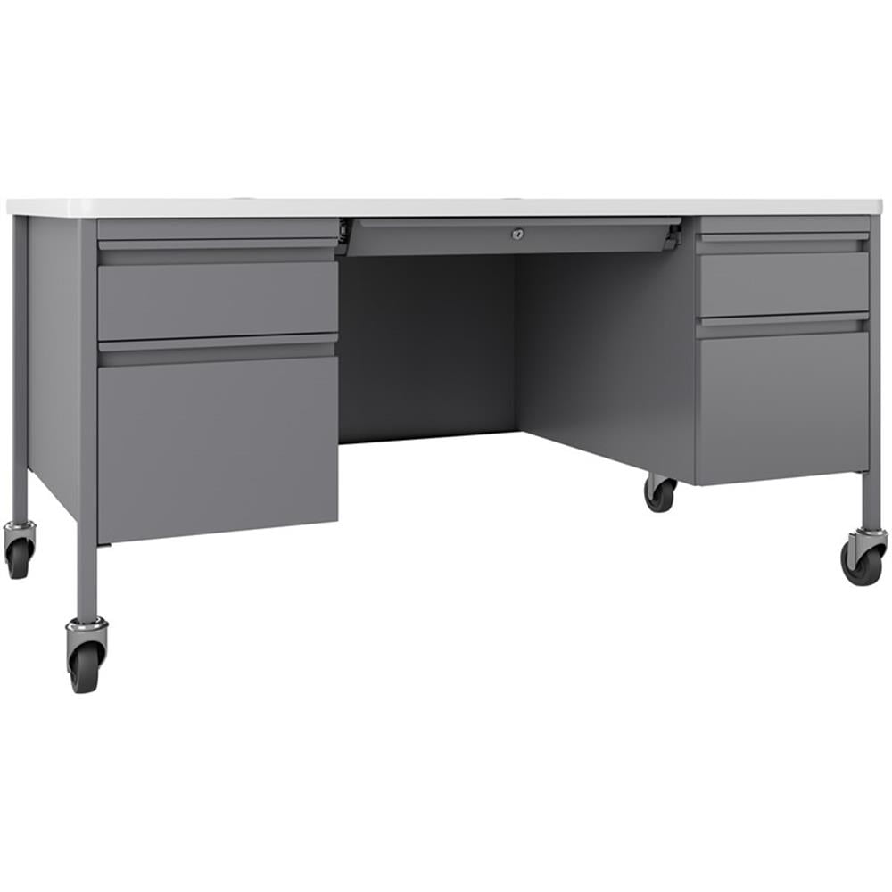UrbanPro 30x60 Mobile Double Pedestal Metal Desk with T-Mold Top in ...