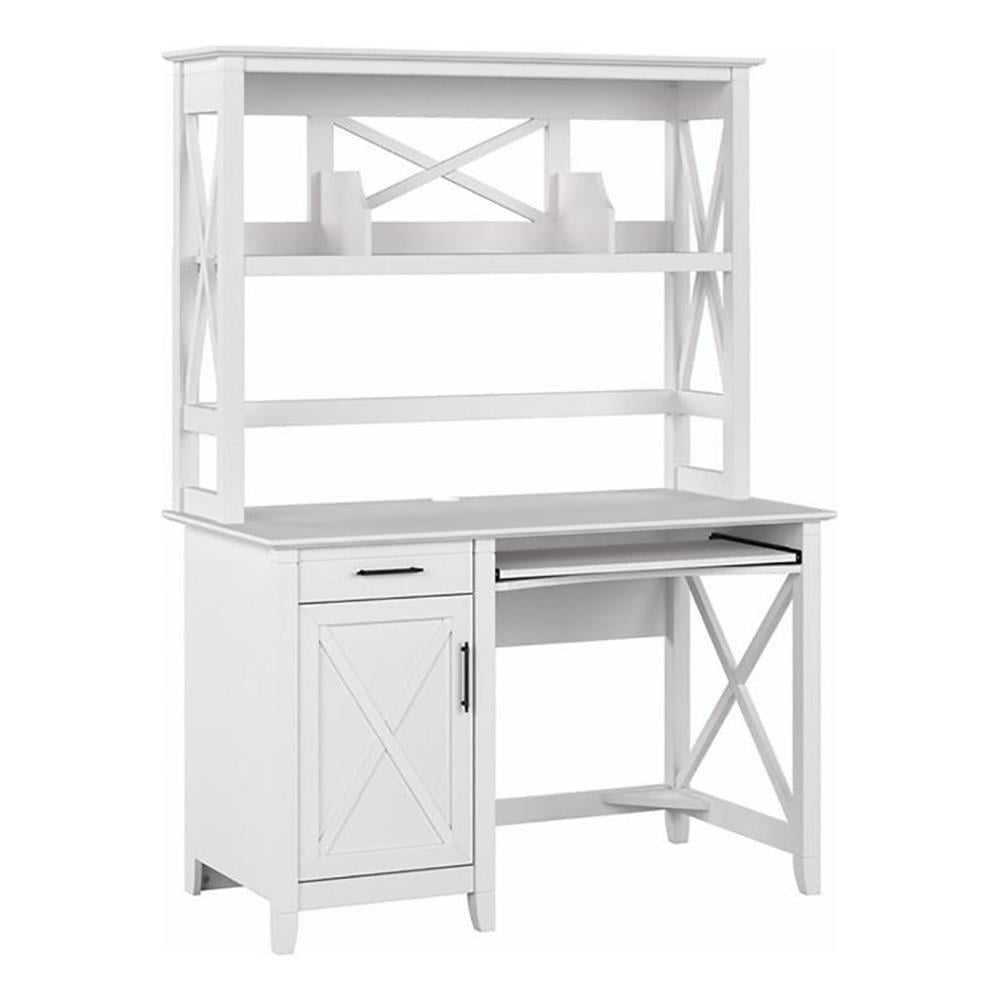 UrbanPro 48" Farmhouse Wood Small Computer Desk with Hutch in Pure ...