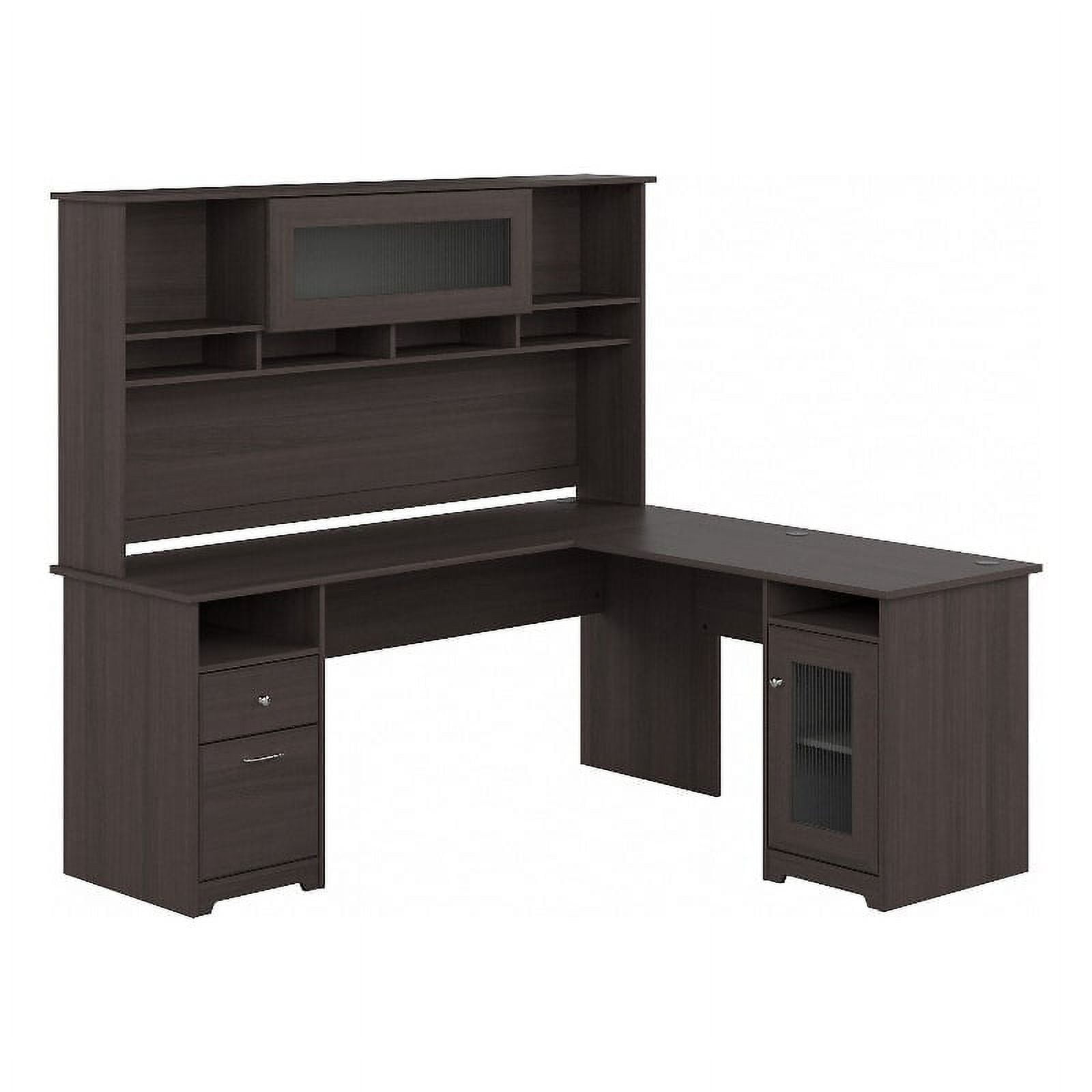 UrbanPro 72W L Shaped Computer Desk with Hutch in Heather Gray ...