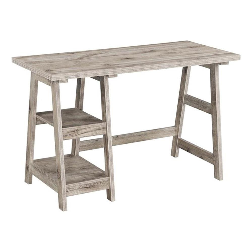 UrbanPro Contemporary Wood Trestle Desk in Driftwood Natural - Walmart.com