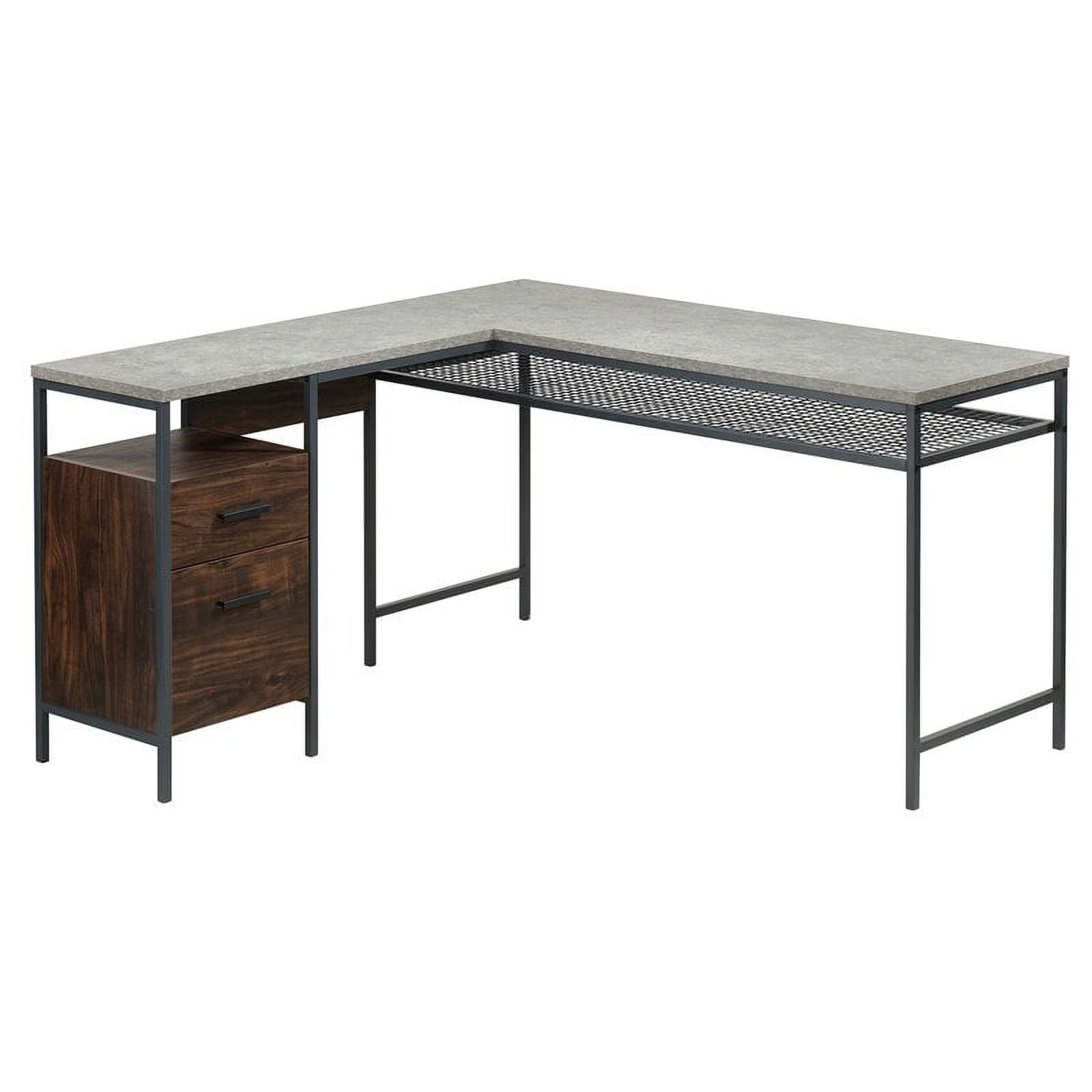 UrbanPro Engineered Wood and Metal L-Shaped Desk in Rich Walnut ...
