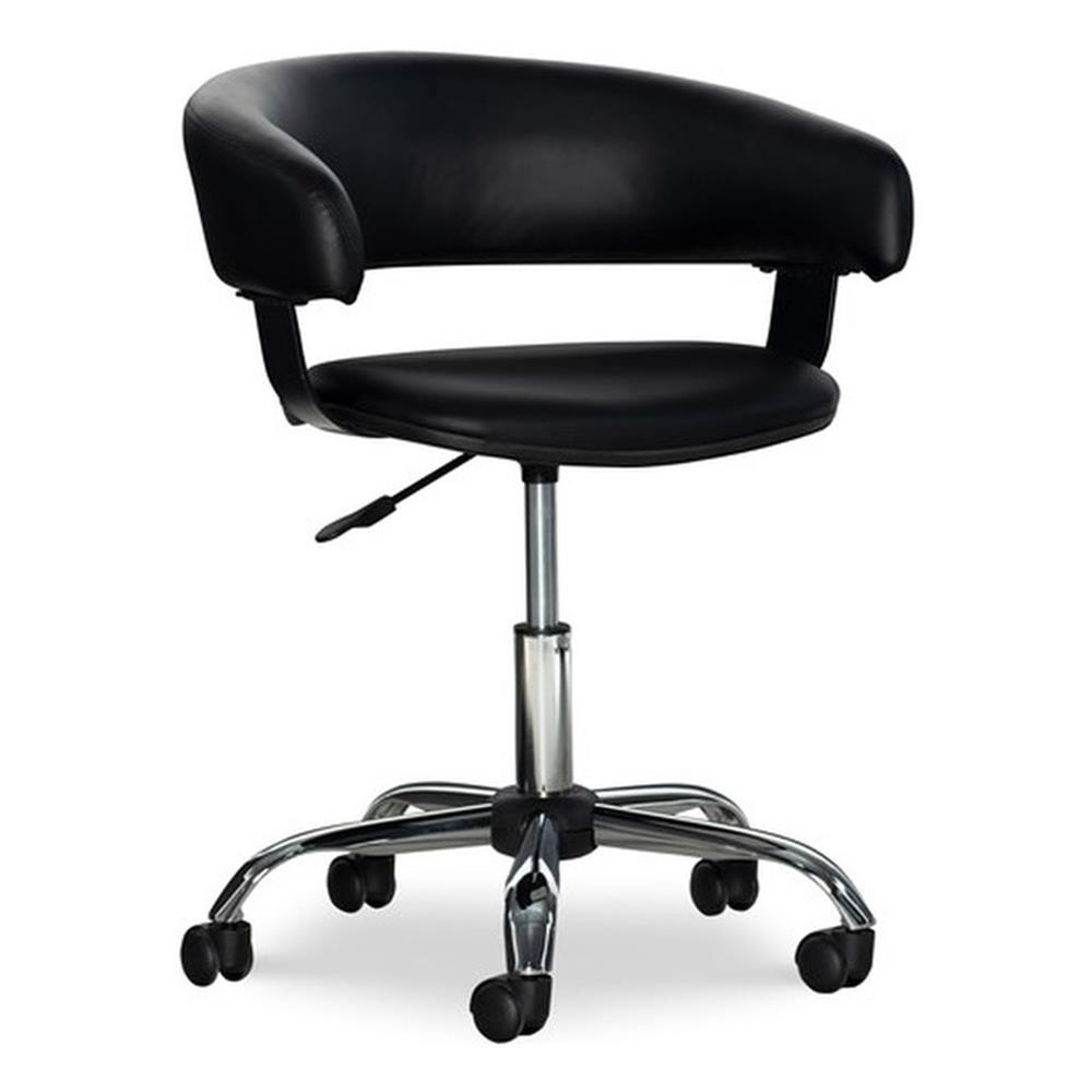 UrbanPro Gas Lift Faux Leather & Metal Desk Chair with Wheels in Black ...