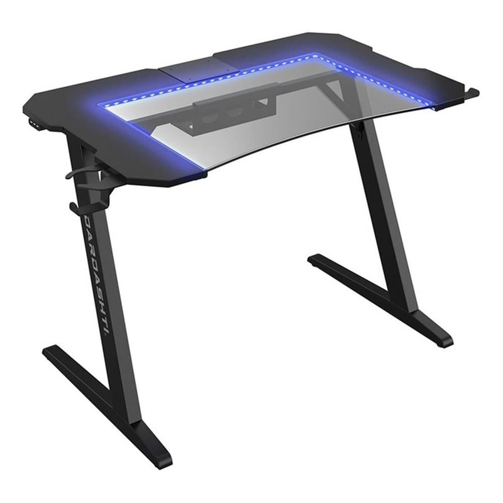 UrbanPro Modern Metal Gaming Desk with Metal Cup Holder in Midnight ...