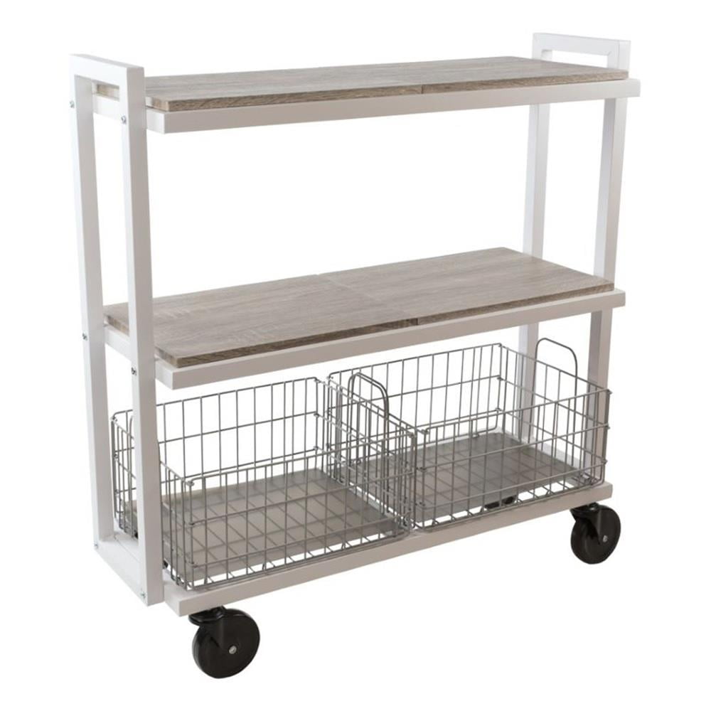 UrbanPro Narrow Large Metal and Wire Cart System 3-Tier in White ...
