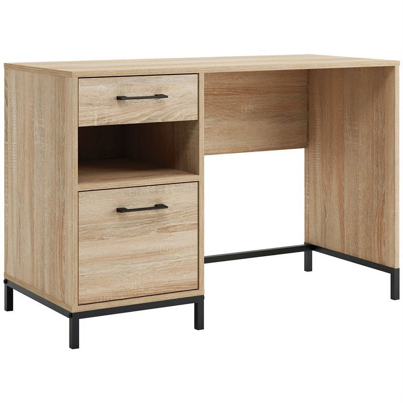 UrbanPro Traditional Engineered Wood Desk in Charter Oak Finish ...