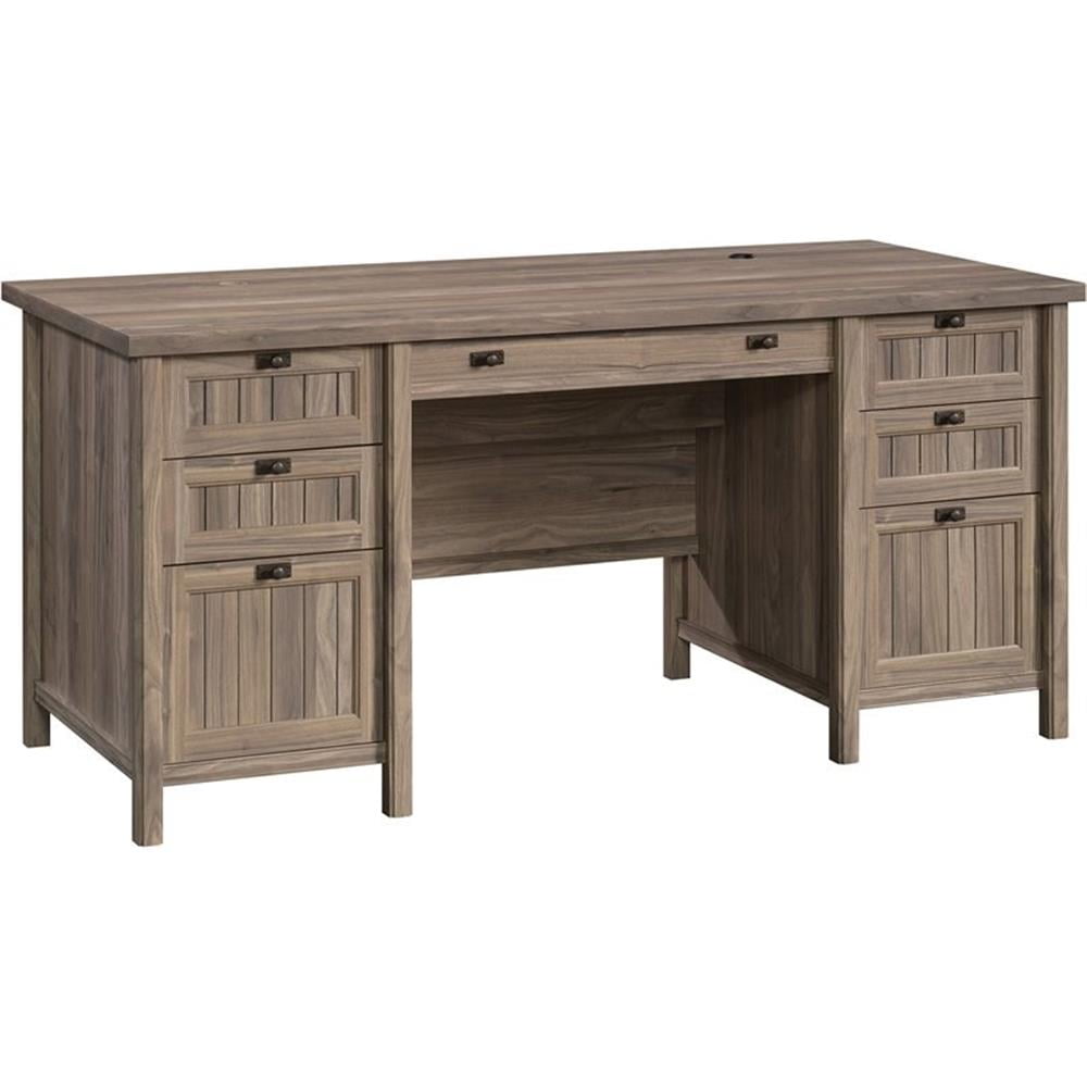 UrbanPro Traditional Engineered Wood Executive Desk in Washed Walnut ...