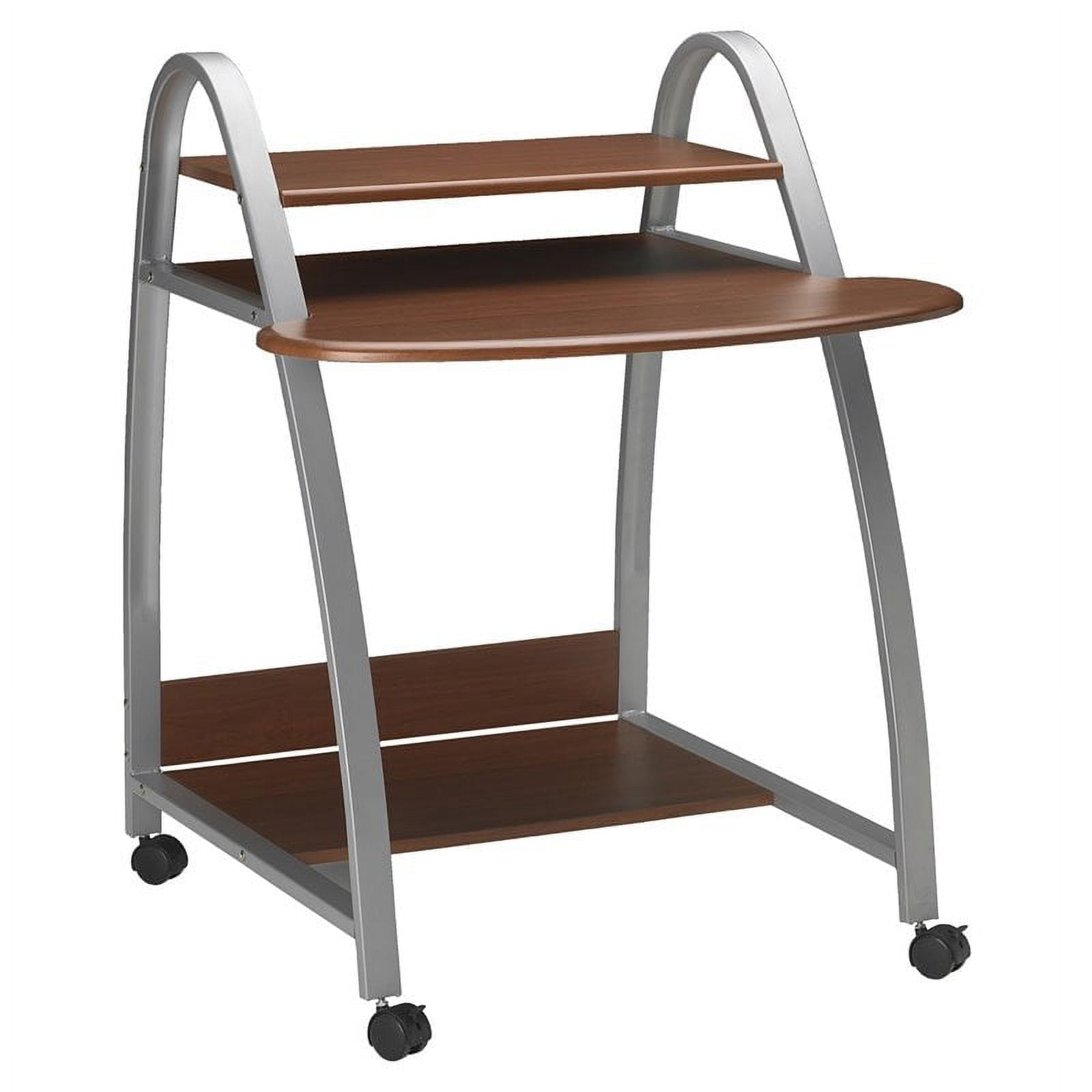 UrbanPro Wood and Metal Mobile Computer Cart in Medium Cherry - Walmart.com