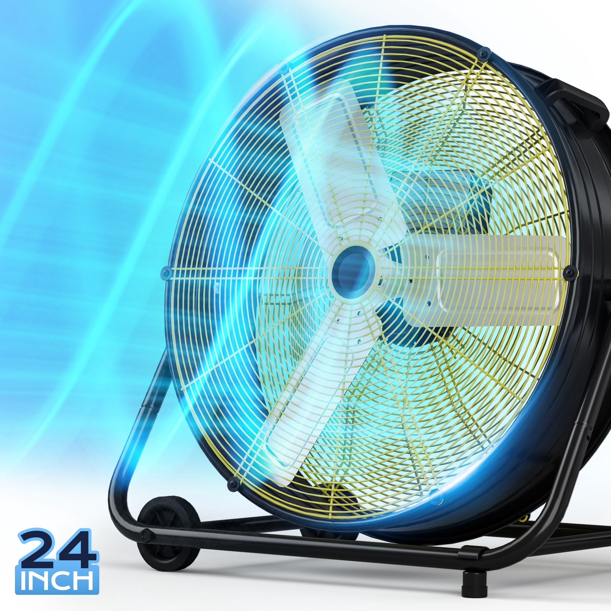 Nepsam 24" Industrial Drum Fan, 3 Speed Air Circulator w/180°Tilt, With ...
