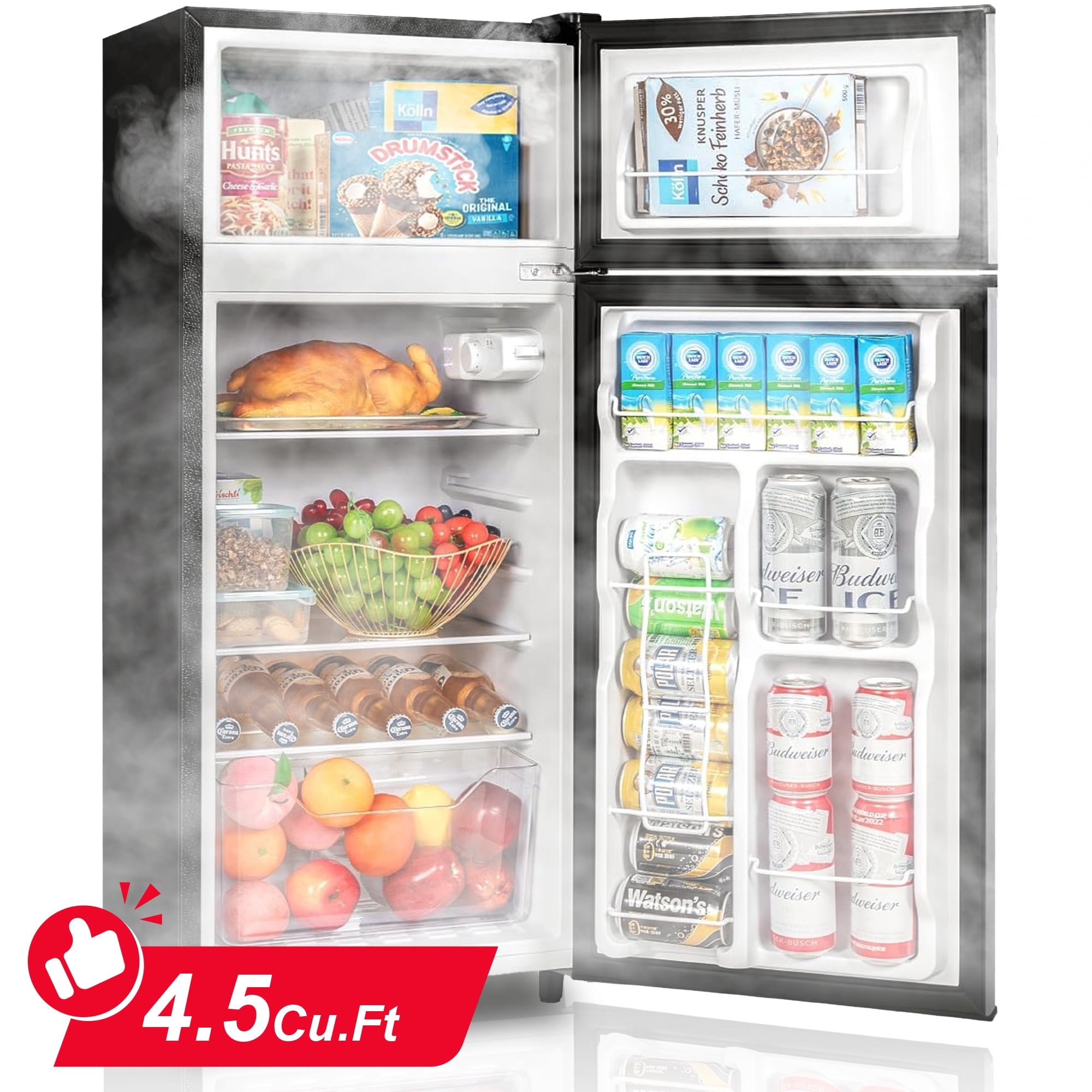 UrbanSync 4.5 Cu.Ft Mini Fridge with Freezer, 2 Doors, 7 Temperature ...