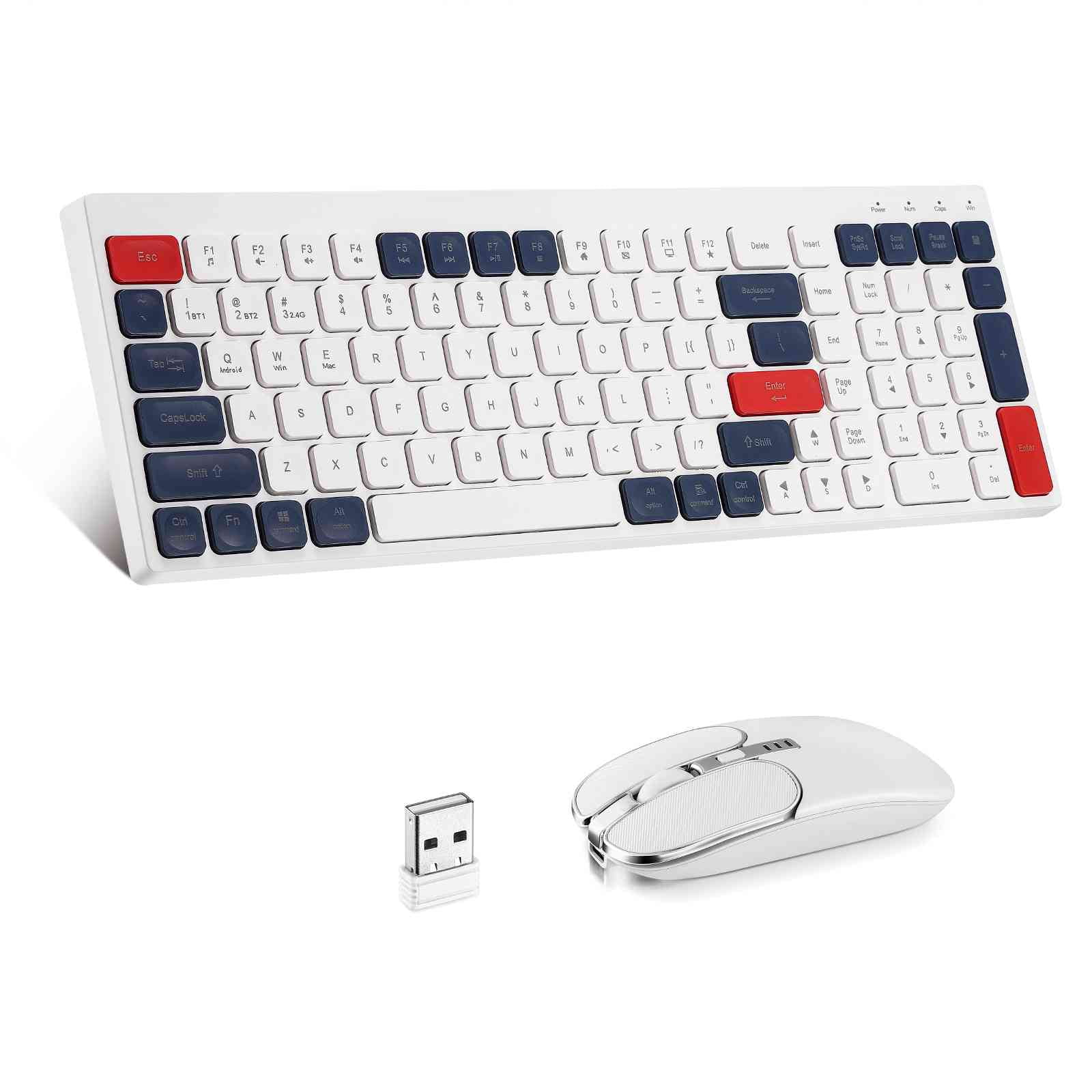 UrbanX Rechargeable Wireless Keyboard and Mouse Combo, Milk Tea 104 ...