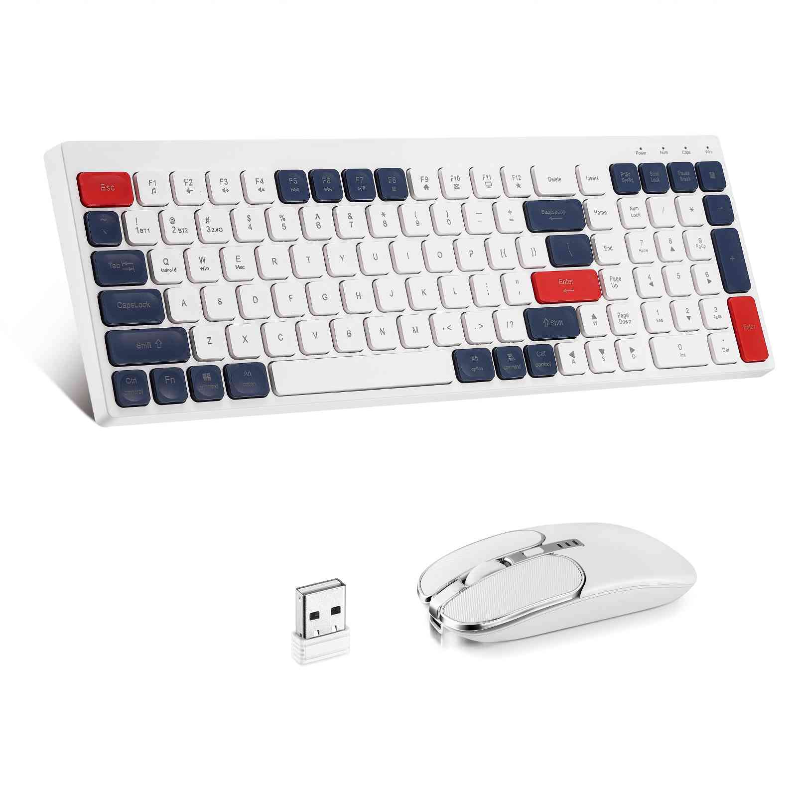 Urbanx Rechargeable Wireless Keyboard And Mouse Combo Milk Tea 104 Keys Full Sized 2 4 Ghz