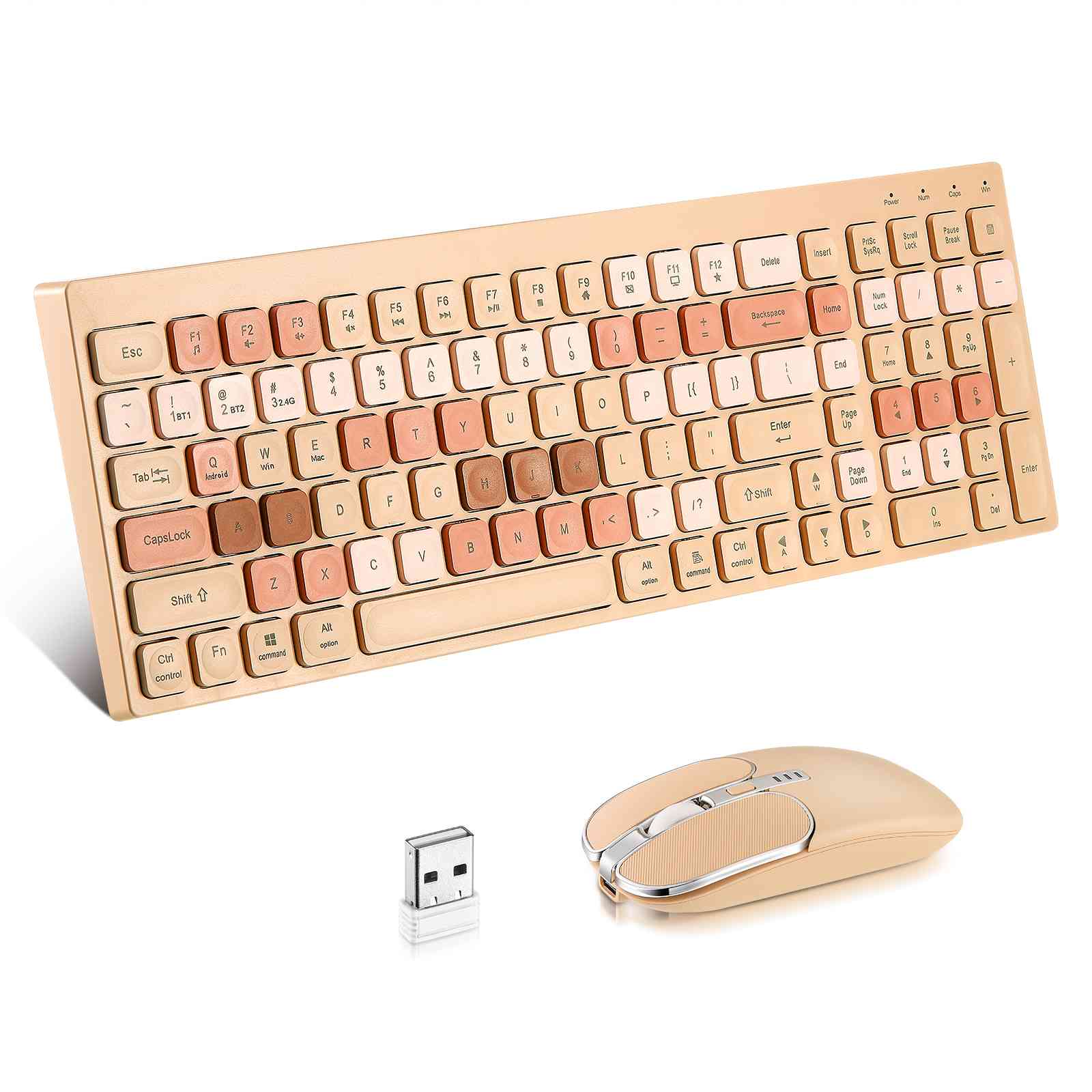 UrbanX Rechargeable Wireless Keyboard and Mouse Combo, Milk Tea 104 ...