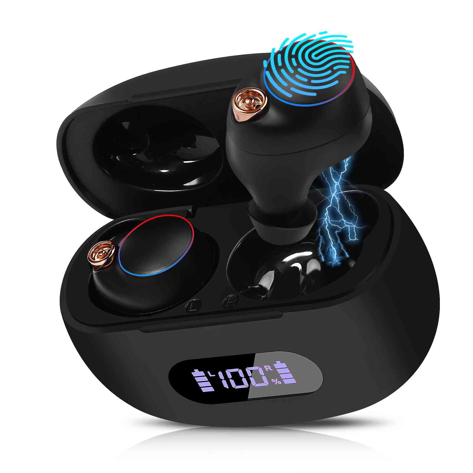UrbanX True Wireless Bluetooth Earbuds + Charging Case, Black, Dual ...