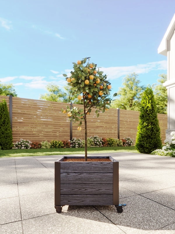 Urbana 22" L x 18" W x 18" H Vinyl Planter with Wheels, Slate Gray ...