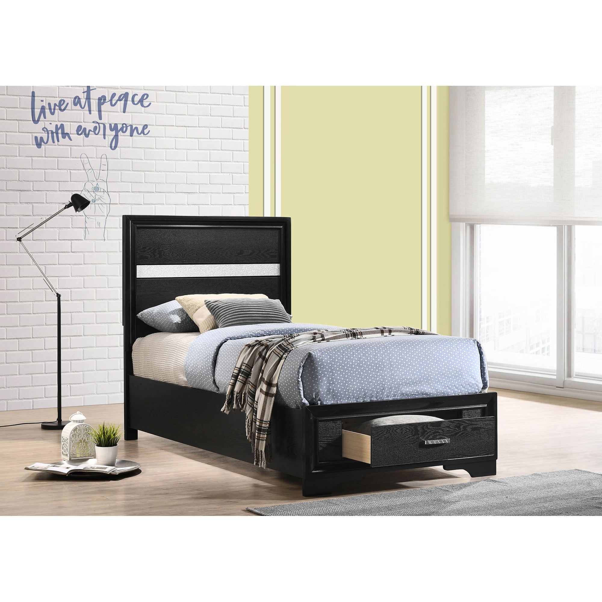 Urbana Black Twin Storage Panel Bed - Walmart.com