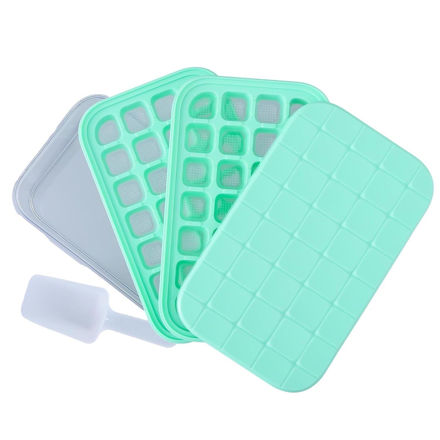 Urbane Home 2 Layer Ice Cube Trays with Storage Box Ice Scoop 56 ...
