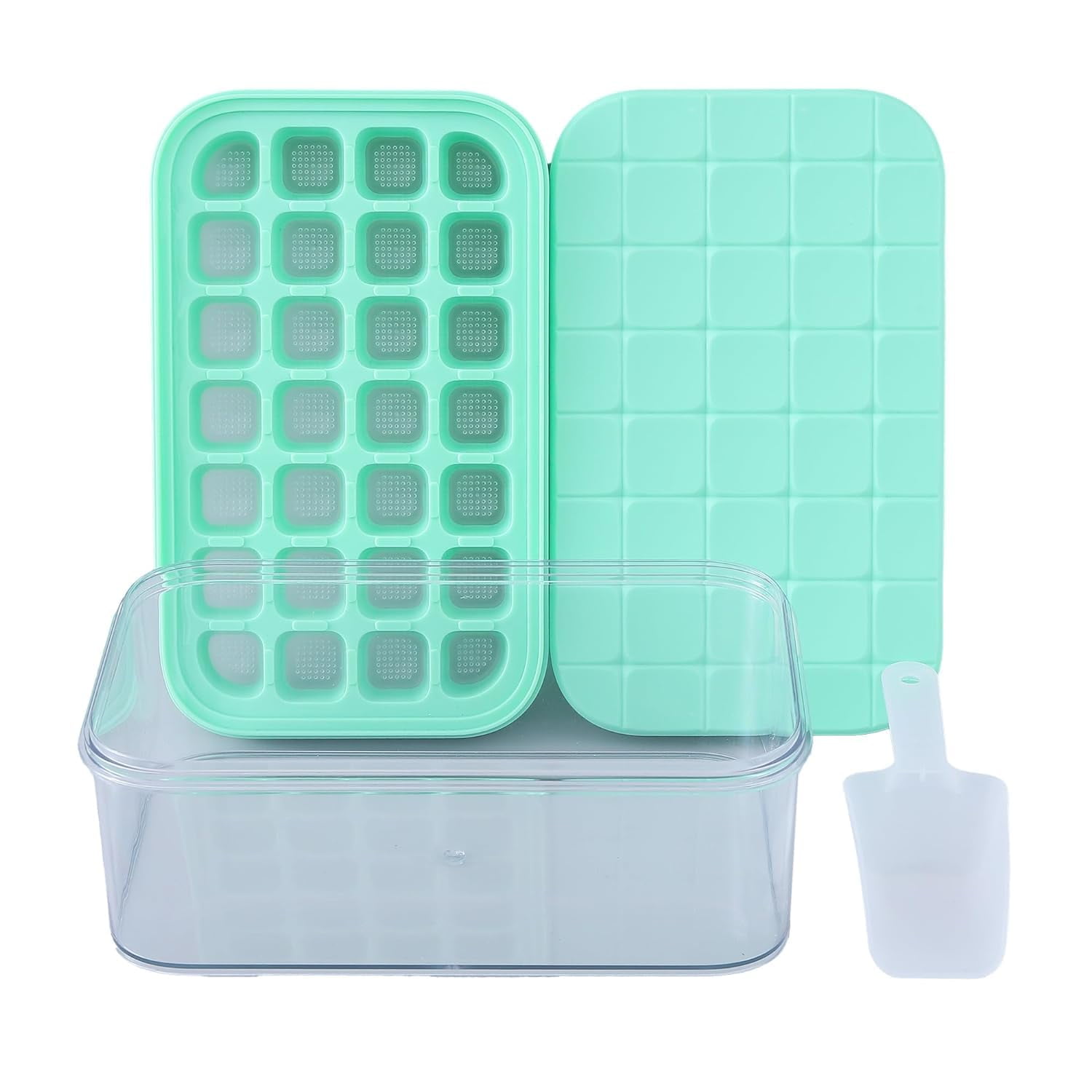 Urbane Home 2 Layer Ice Cube Trays with Storage Box Ice Scoop 56 ...