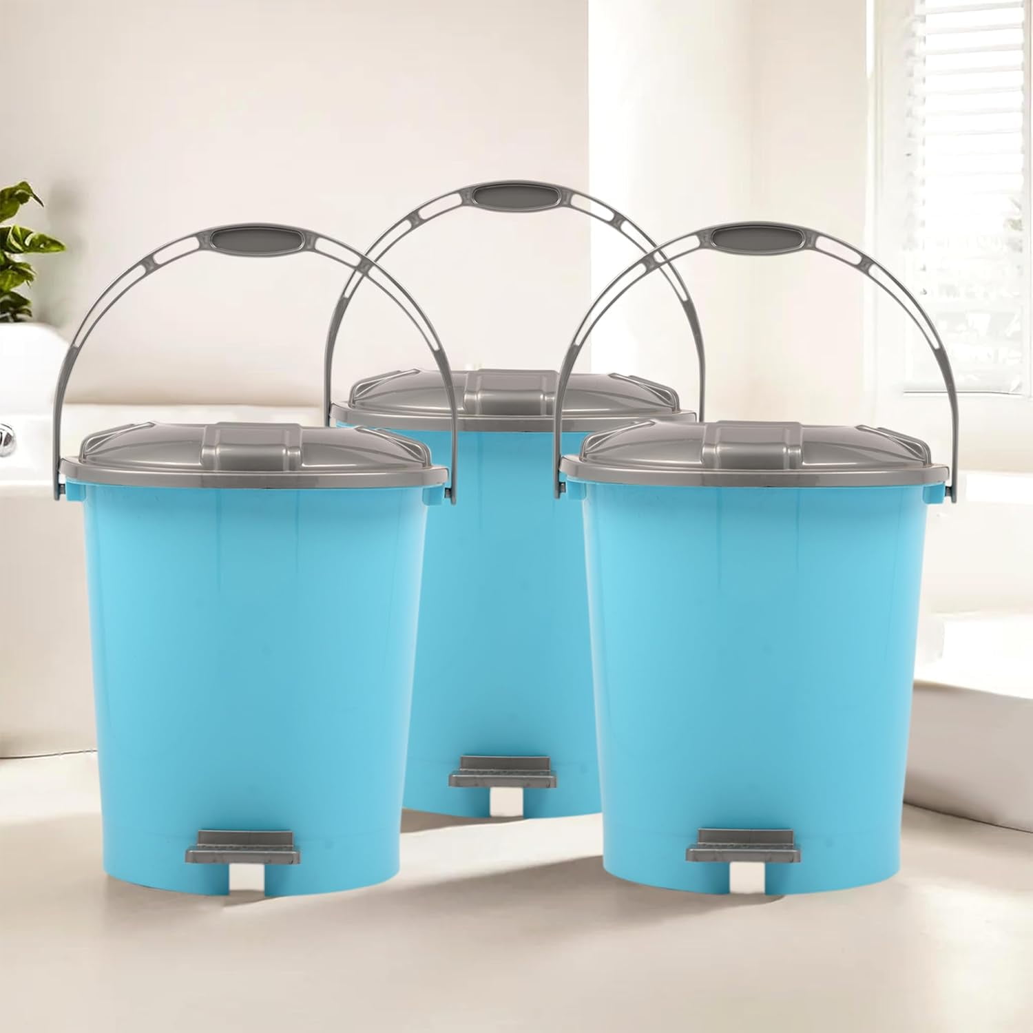 Urbane Home Pack of 3 Pedal Dustbin 10 Liter Dustbin for Kitchen ...