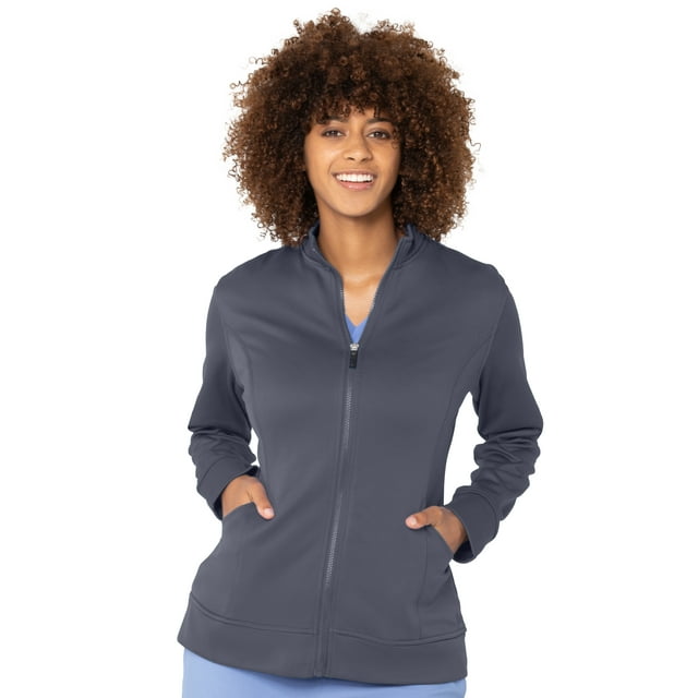 Urbane Performance Tailored Fit Stretch 3-Pkt Fleece Scrub Jacket for ...