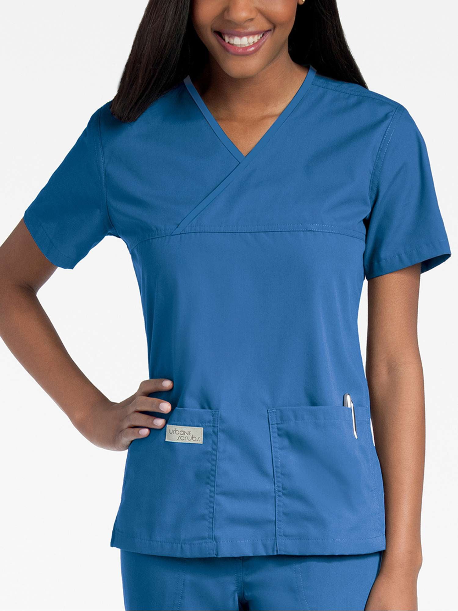 Urbane by Landau Women's Double Pocket Crossover Scrub Top, Style 9534 ...