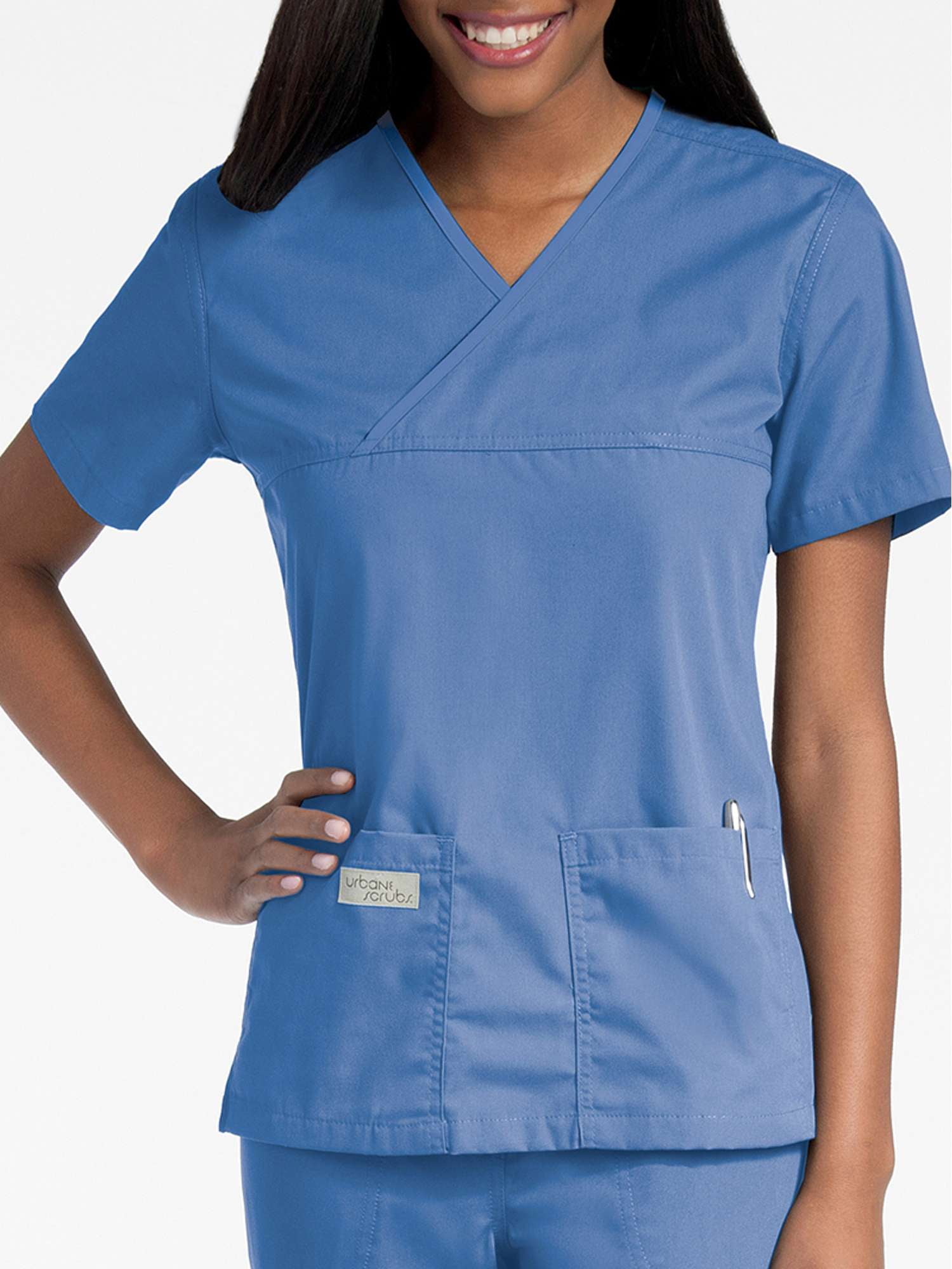 Urbane by Landau Women's Double Pocket Crossover Scrub Top, Style 9534 ...