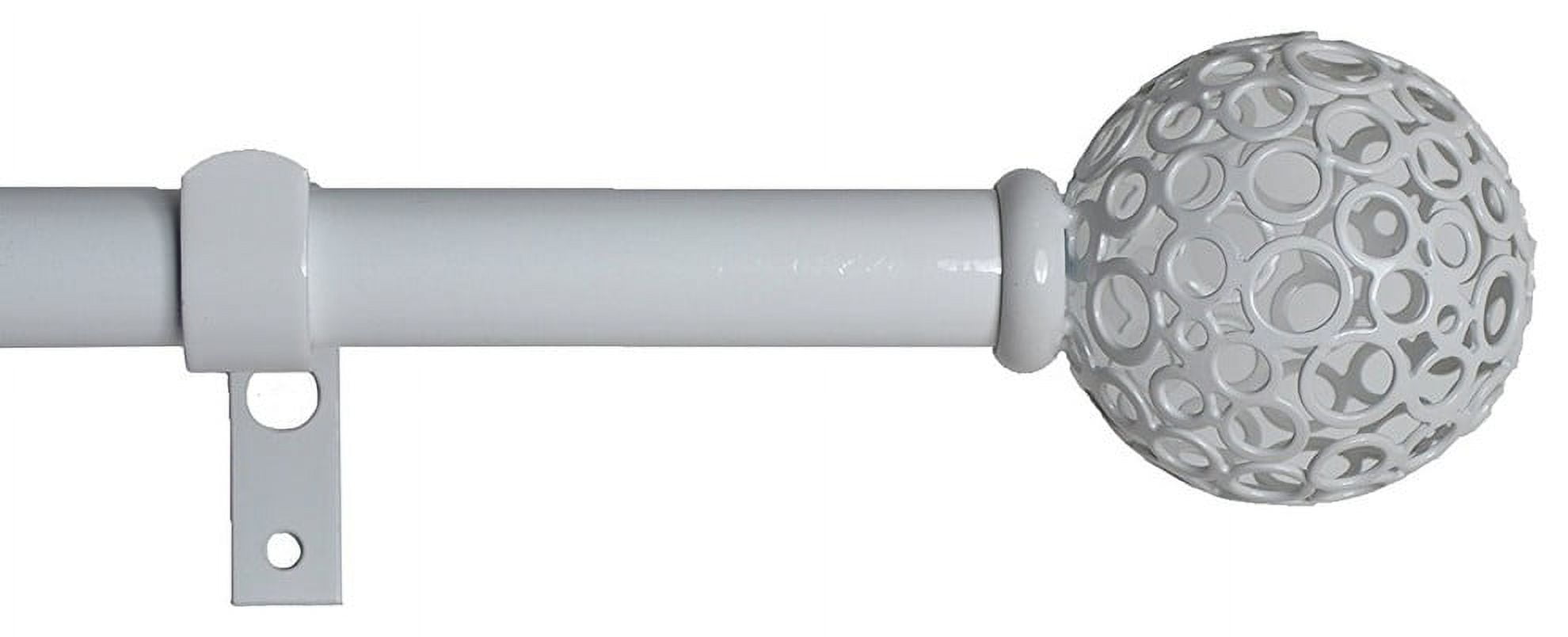 Urbanest 3/4" Diameter Planet Ball Drapery Rod, White with White, 48 ...
