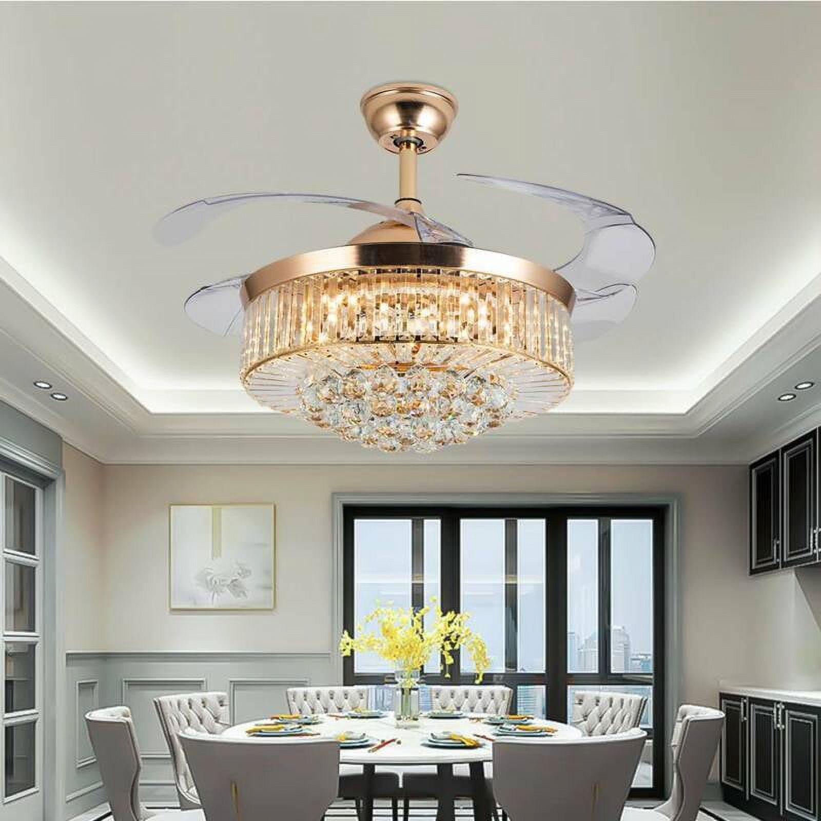 "Urbanest 42"" Invisible Ceiling Fan Chandelier, Crystal Light with ...