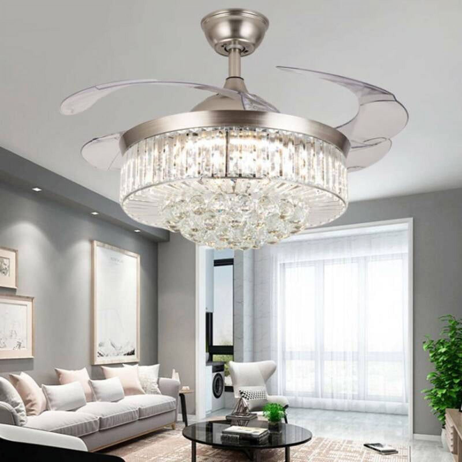 "Urbanest 42"" Invisible Chandelier Ceiling Fan with Light, Remote ...