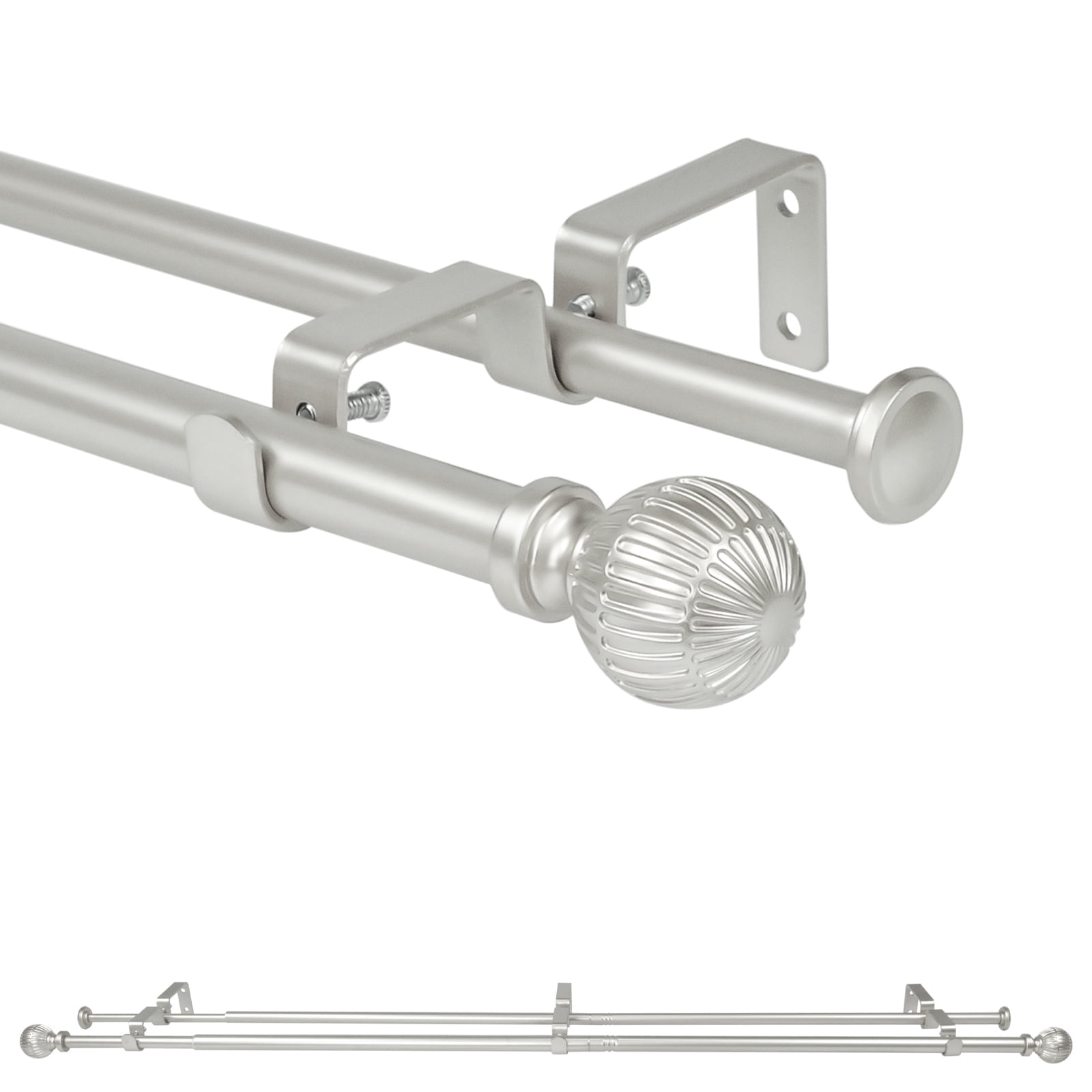 Urbanest 5/8" Adjustable Double Curtain Rods Set with Volle Finials ...