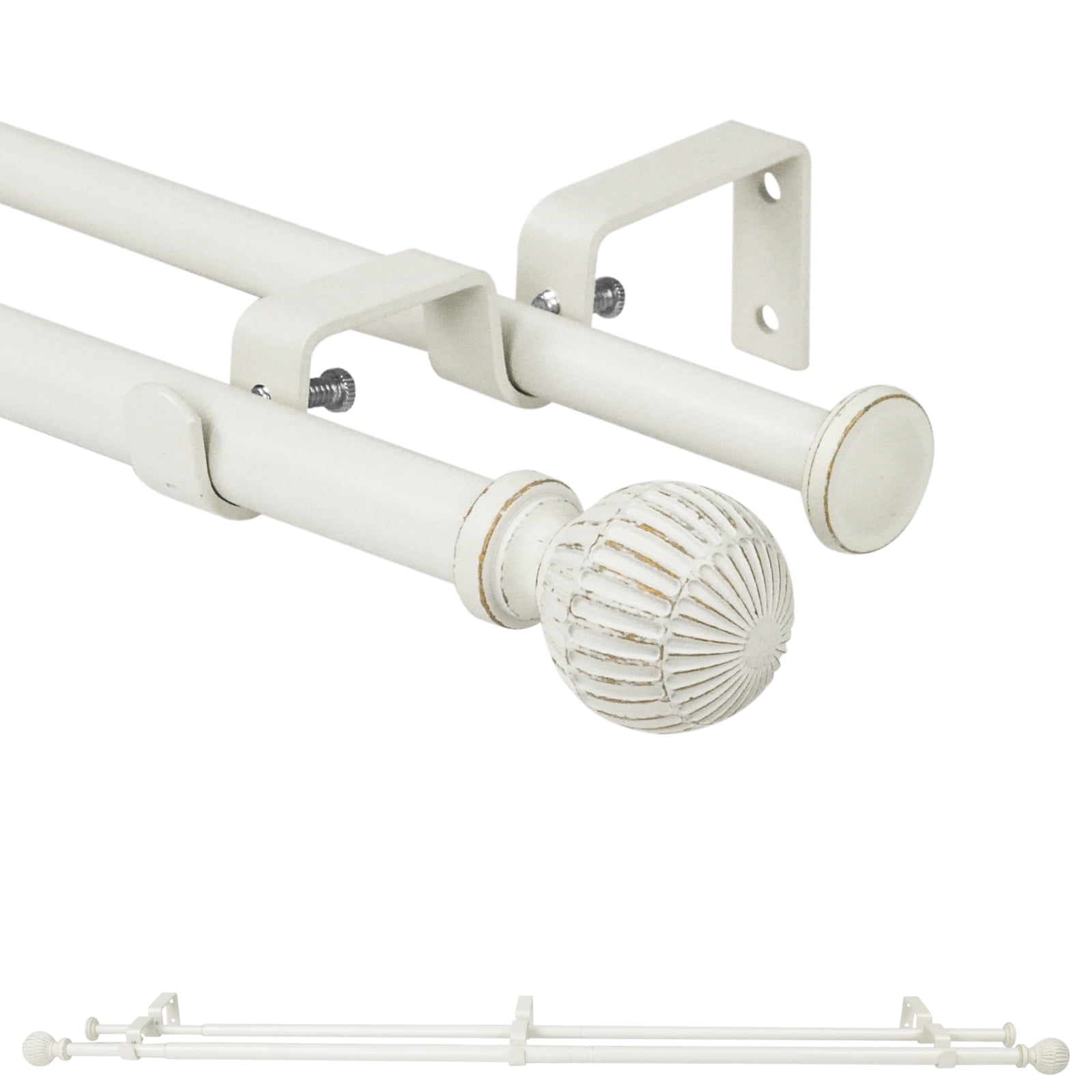 Urbanest 5/8" Adjustable Double Curtain Rods Set with Volle Finials ...
