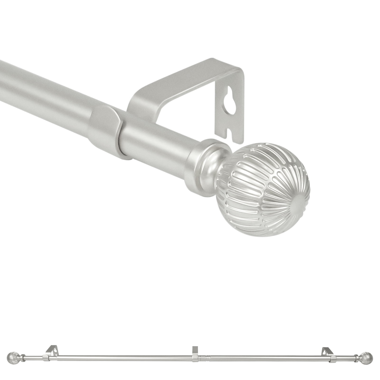 Urbanest 5/8" Single Telescoping Curtain Rod with Volle Finials, Pewter ...