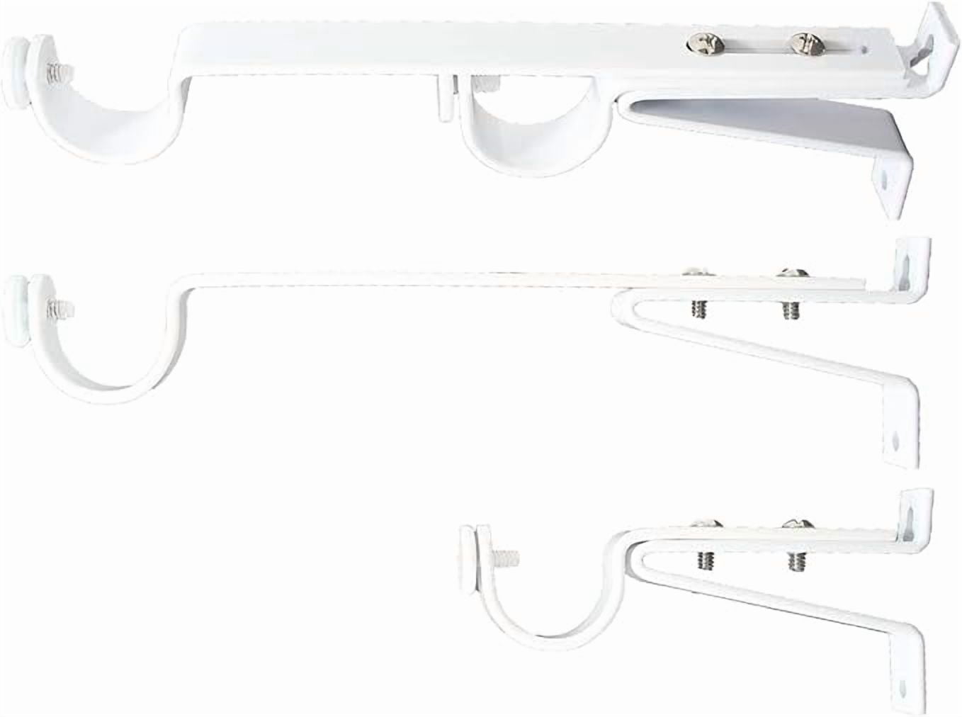 Urbanest Adjustable Double Rod Bracket, Up-1 1/8", Glossy White, Set of ...