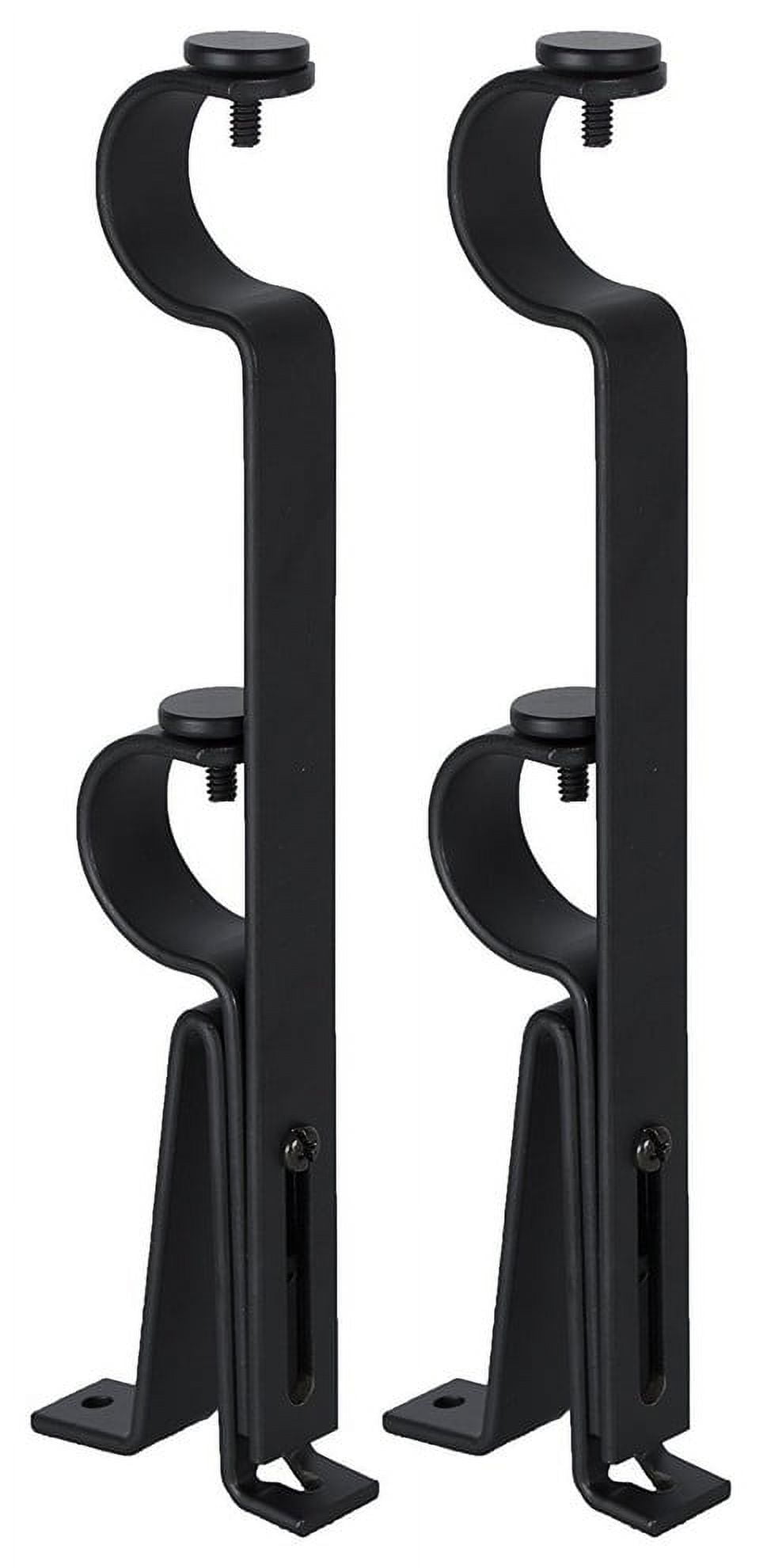 Urbanest Adjustable Double Curtain Rod Bracket, Black, Set of 2, Fits 7 ...