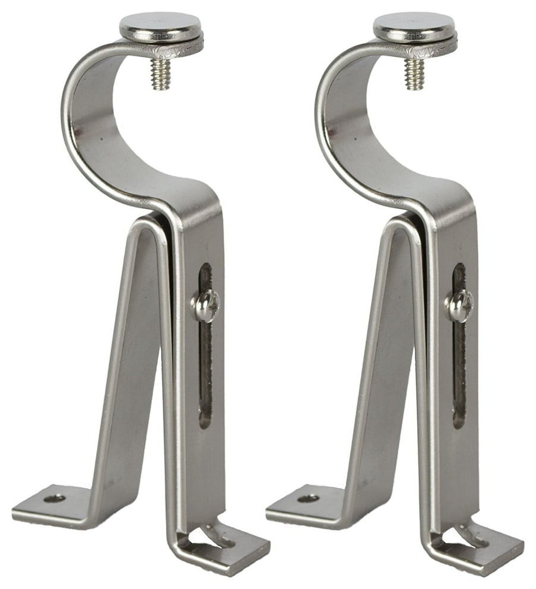 Urbanest Adjustable Rod Bracket, up to 1 1/8" Rod, Brushed Steel, Set ...