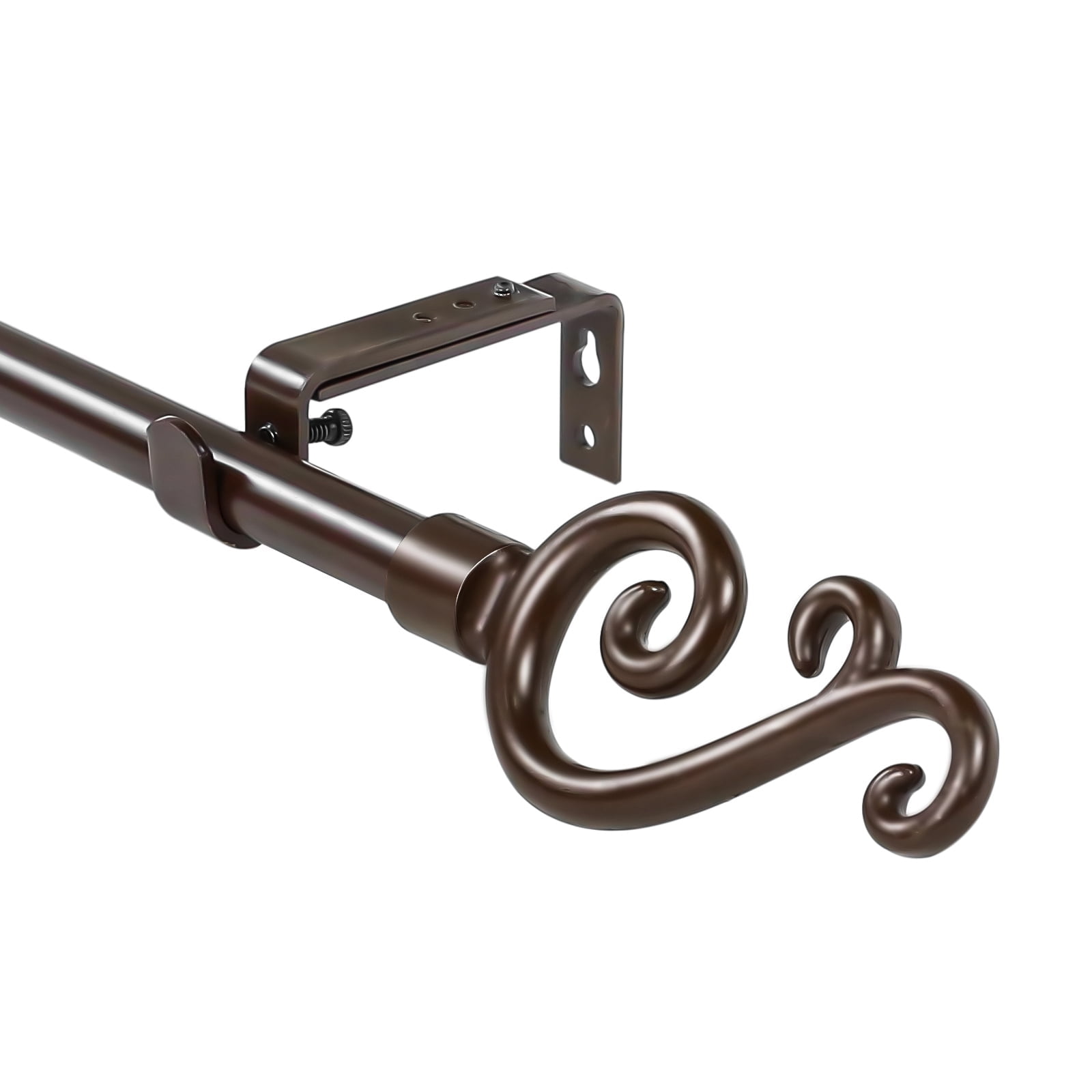 Urbanest Scroll Designer Single Curtain Rod – Decorative Metal Finials ...