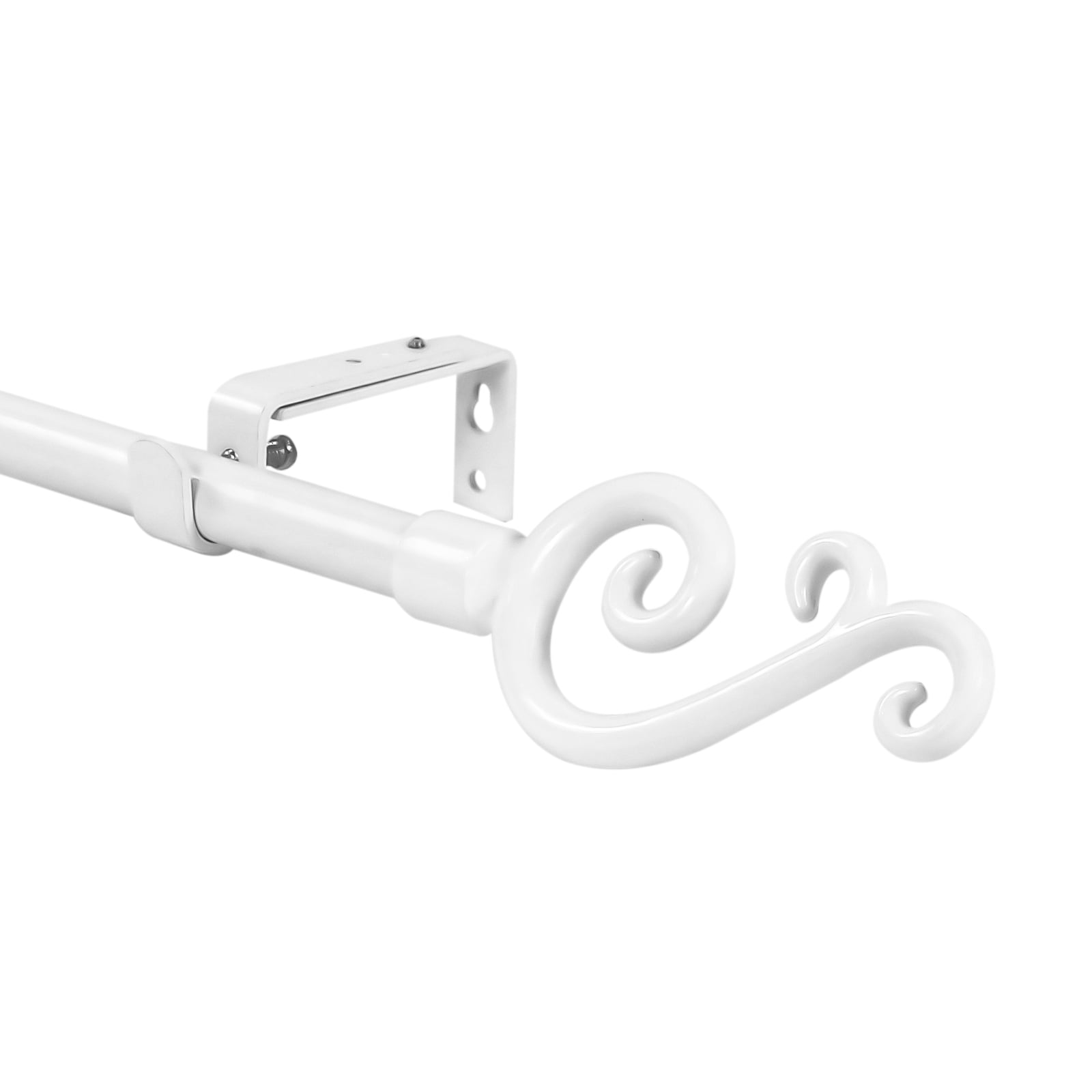 Urbanest Adjustable Scroll Curtain Rod, 5/8", Glossy White, 84"-120 ...