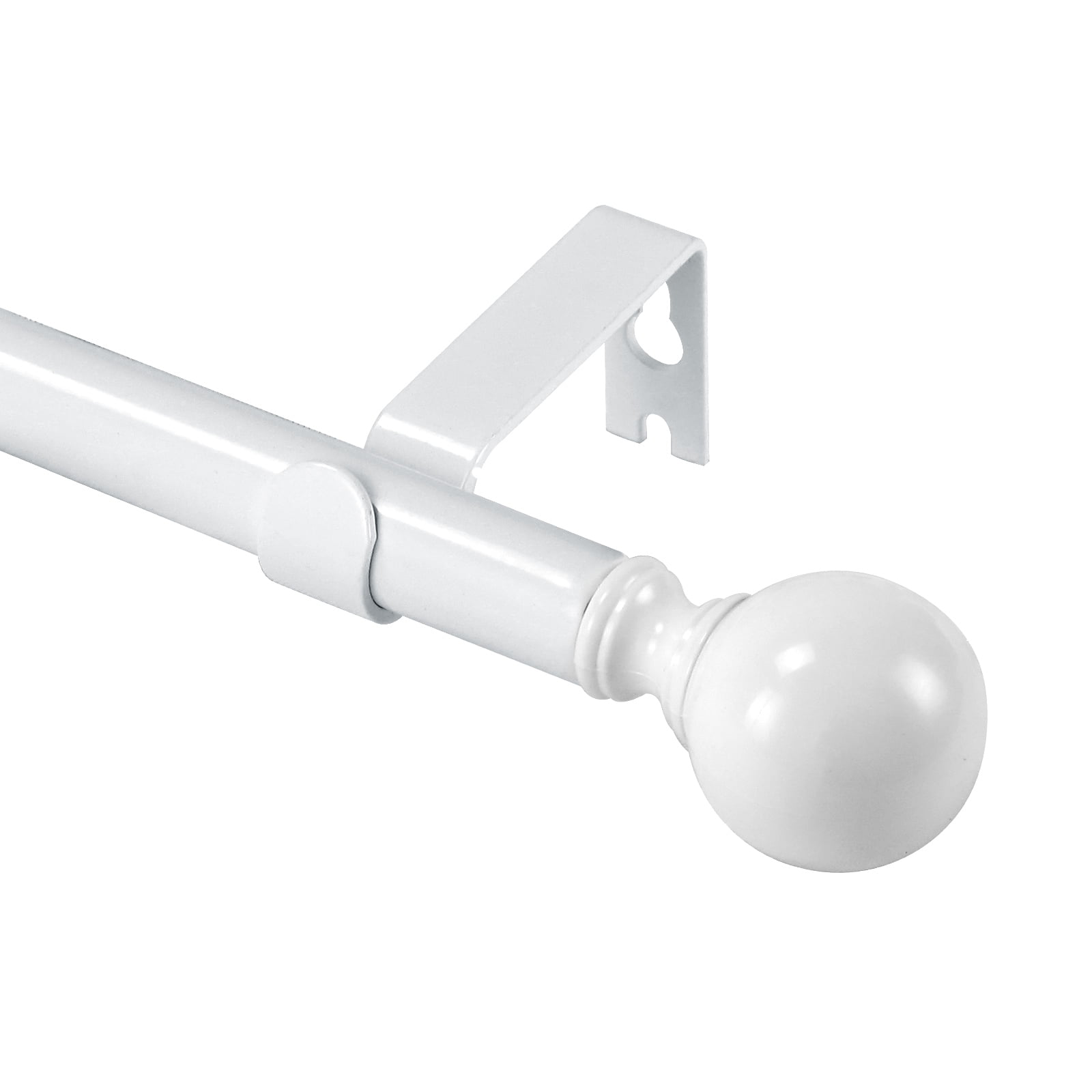 Urbanest Ball Curtain Rod Set With 8 Rings, 5/8", 28-48", Glossy White ...
