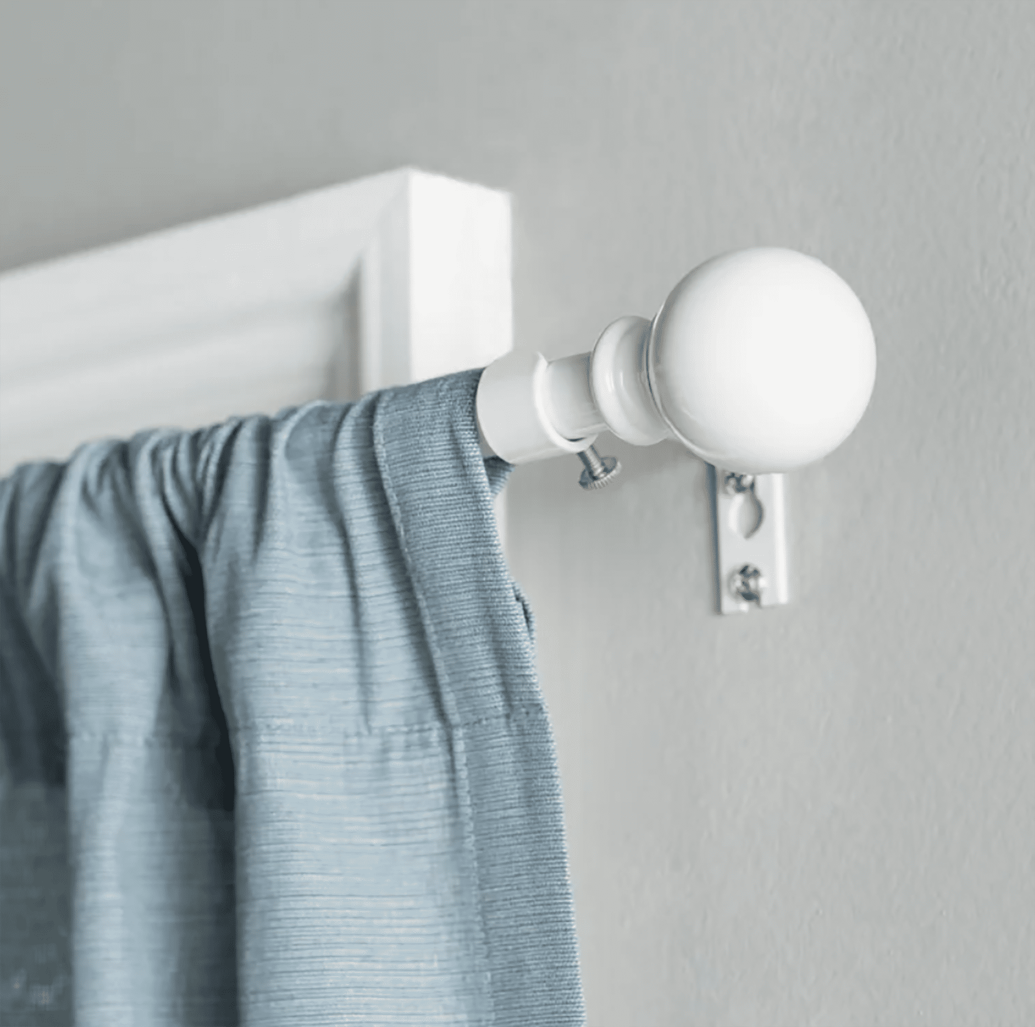 Urbanest Ball Curtain Rod With 24 Rings, 5/8", 84"-120", Glossy White ...