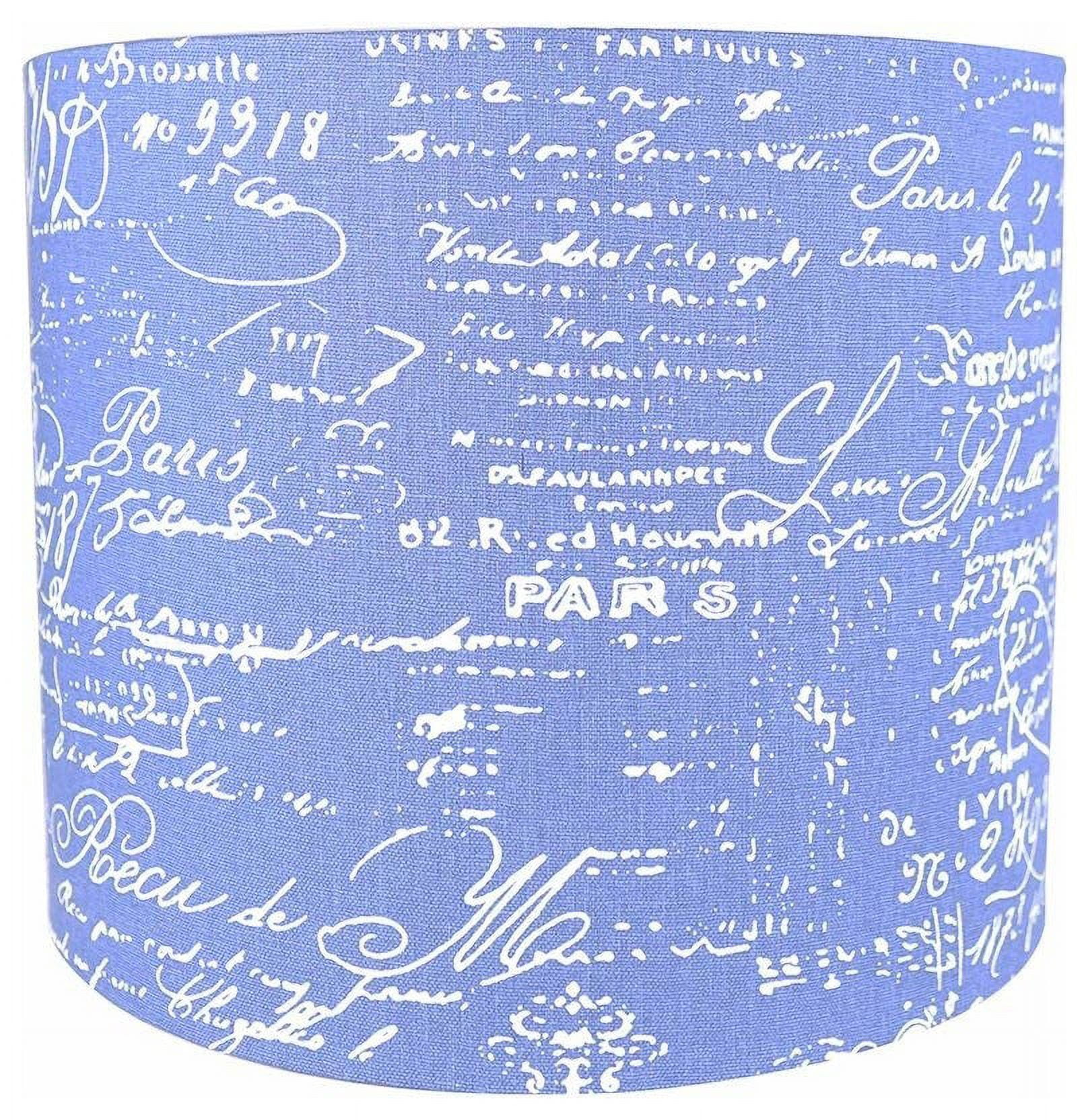 Urbanest Classic Drum Linen Lamp Shade, Blue With White Script ...