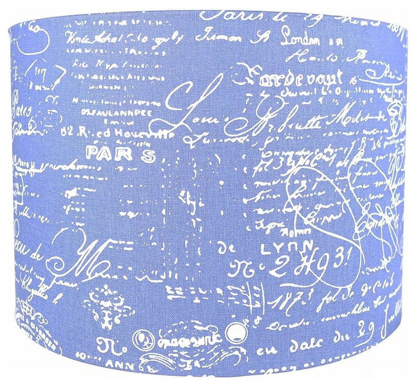 Urbanest Classic Drum Linen Lamp Shade, Blue With White Script ...