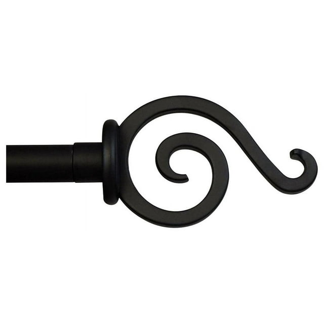 Urbanest Classic Forged Iron French Scroll Curtain Rod, Black, 84"-120 ...