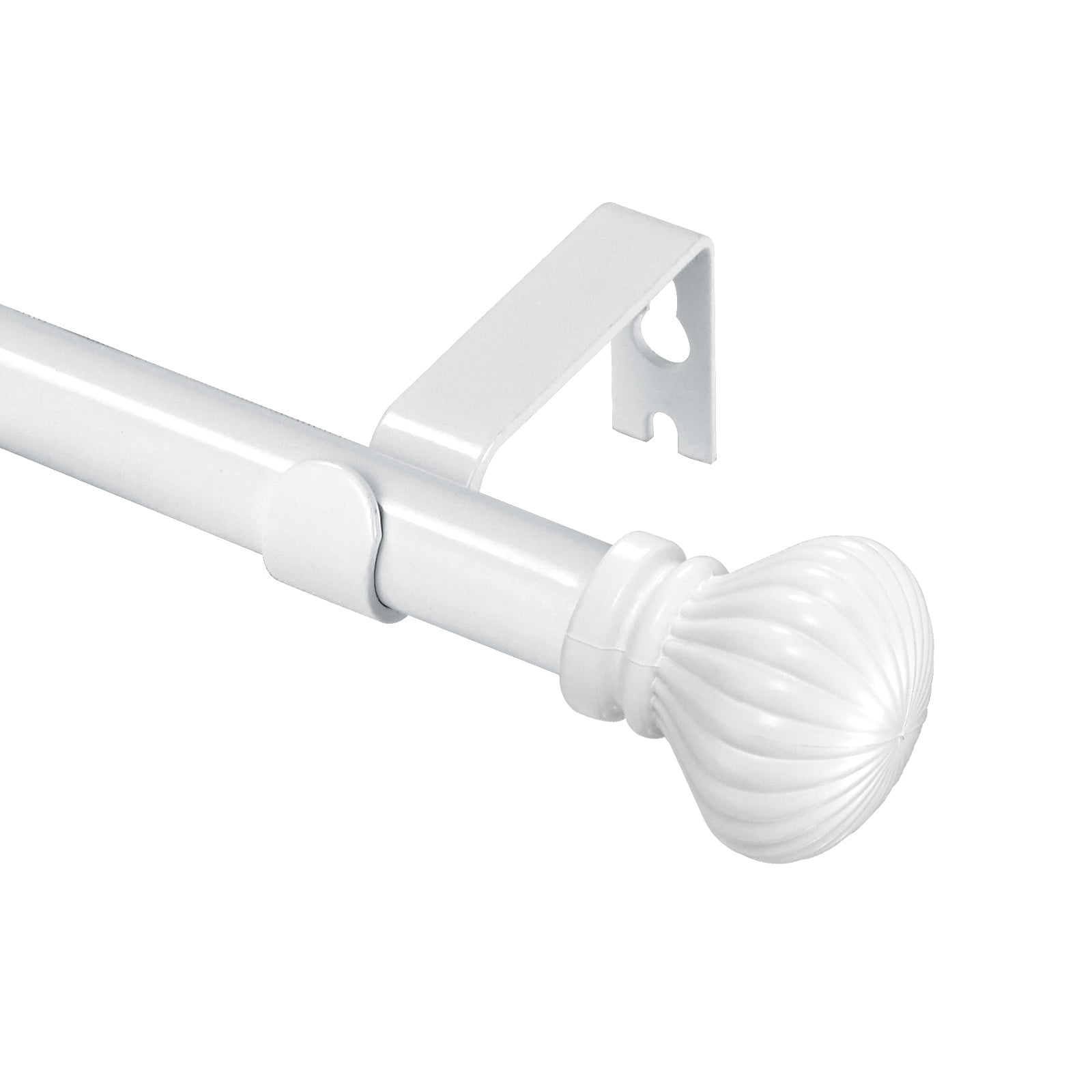 Urbanest Fluted Ball Curtain Rod Set, 5/8", 48"-84", Glossy White ...
