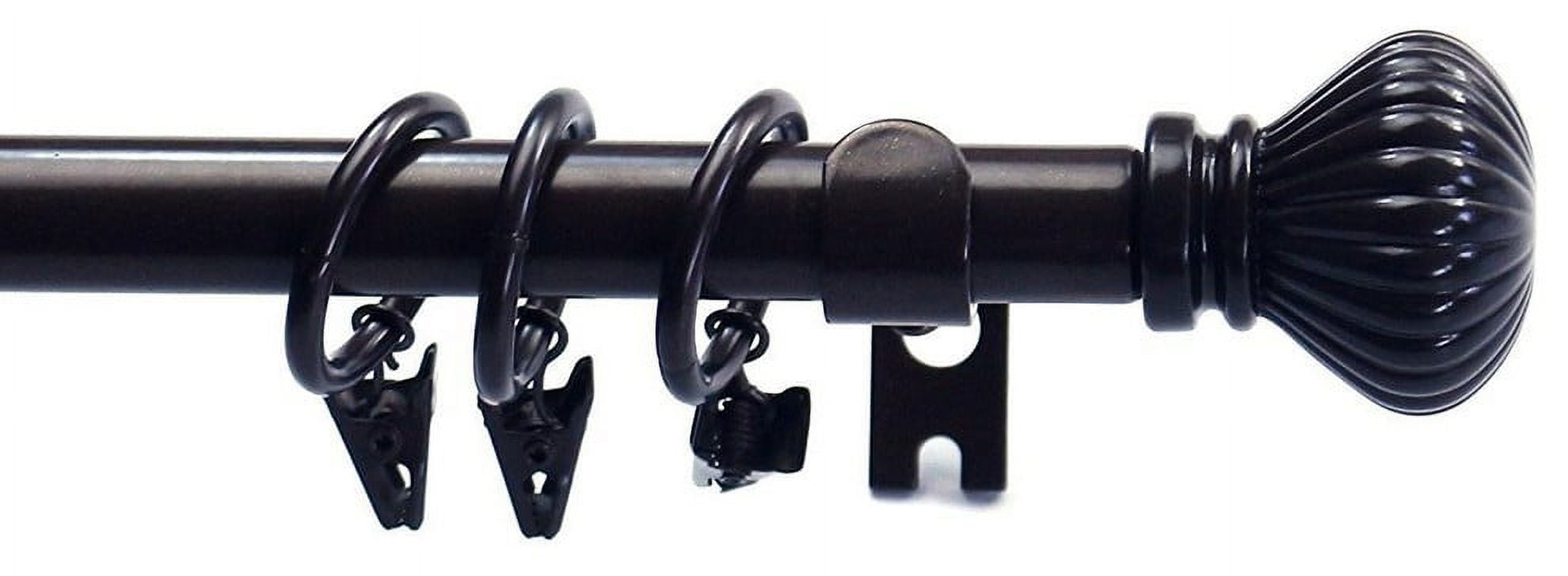 Urbanest Fluted Ball Curtain Rod Set With 16 Rings, 5/8", 48"-84 ...