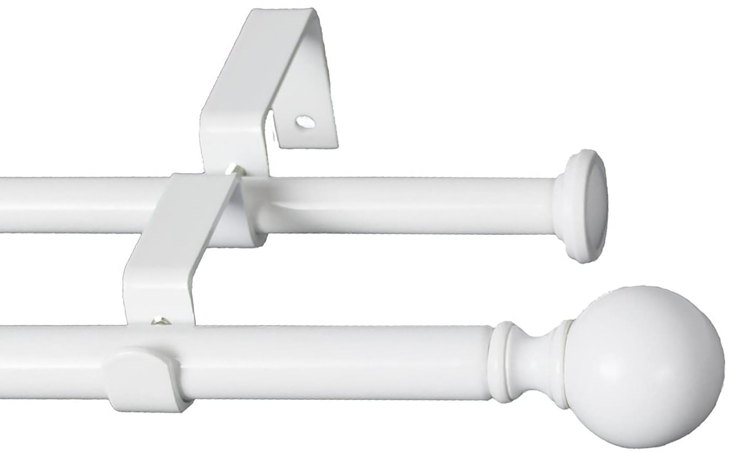 Urbanest Fluted Ball Double Curtain Rod, 5/8", 84"-120", Glossy White ...
